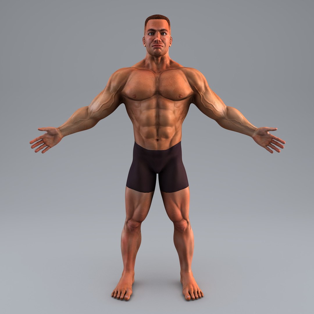 3d bodybuilder character man