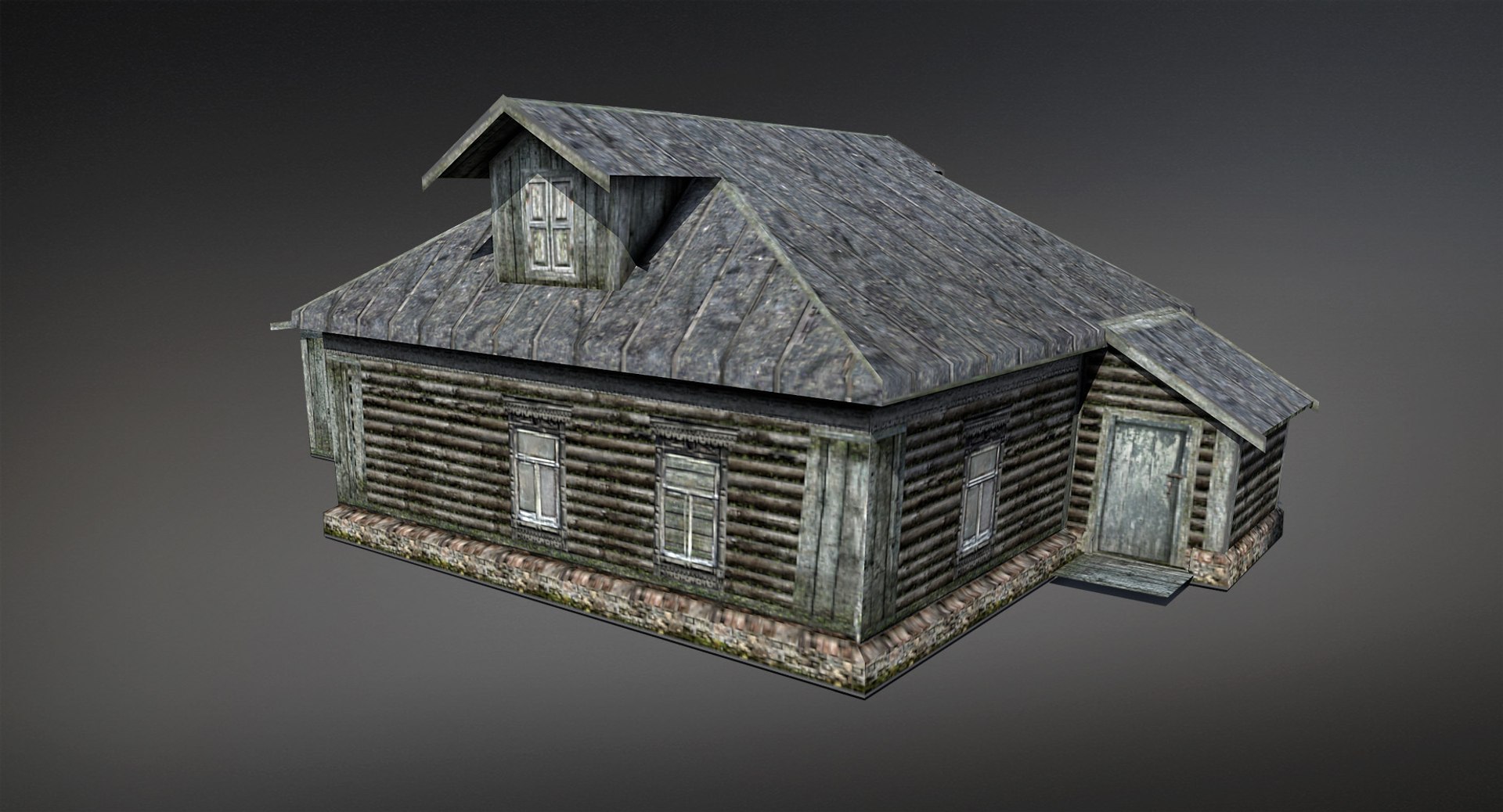 Low-poly Russian Village Wooden House 3d 3ds