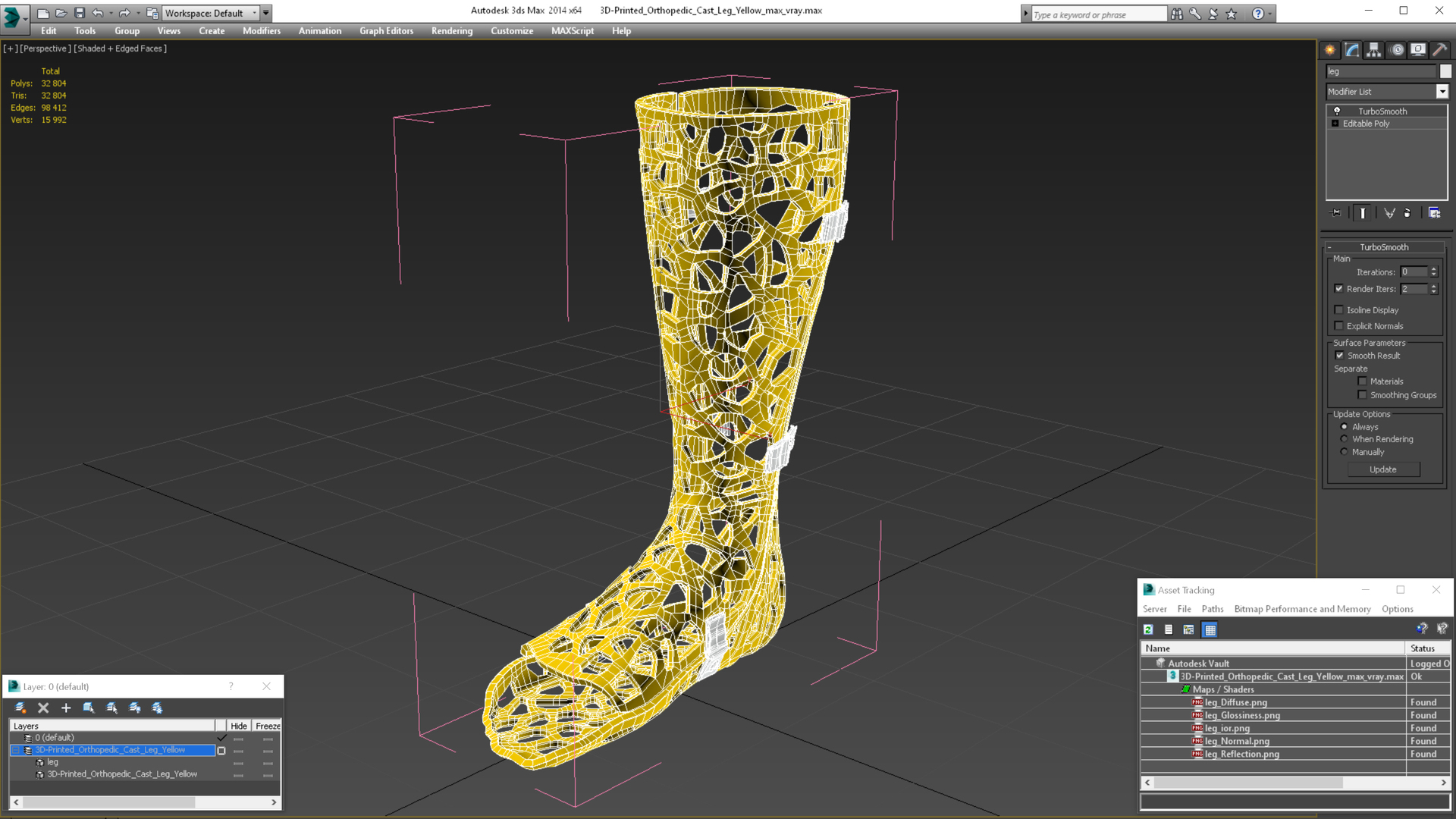 3D-Printed Orthopedic Cast Leg Yellow 3D model - TurboSquid 1900344