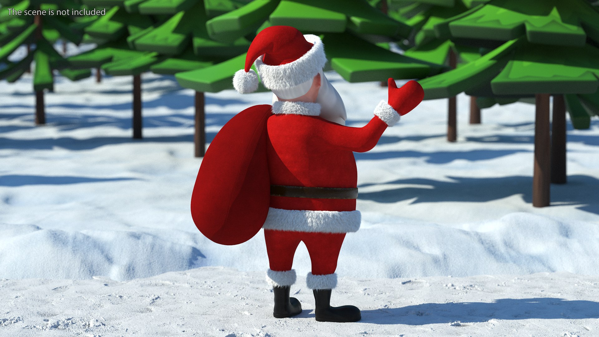 3D Santa Claus Cartoon Character Waving Pose Fur Model - TurboSquid 2168252