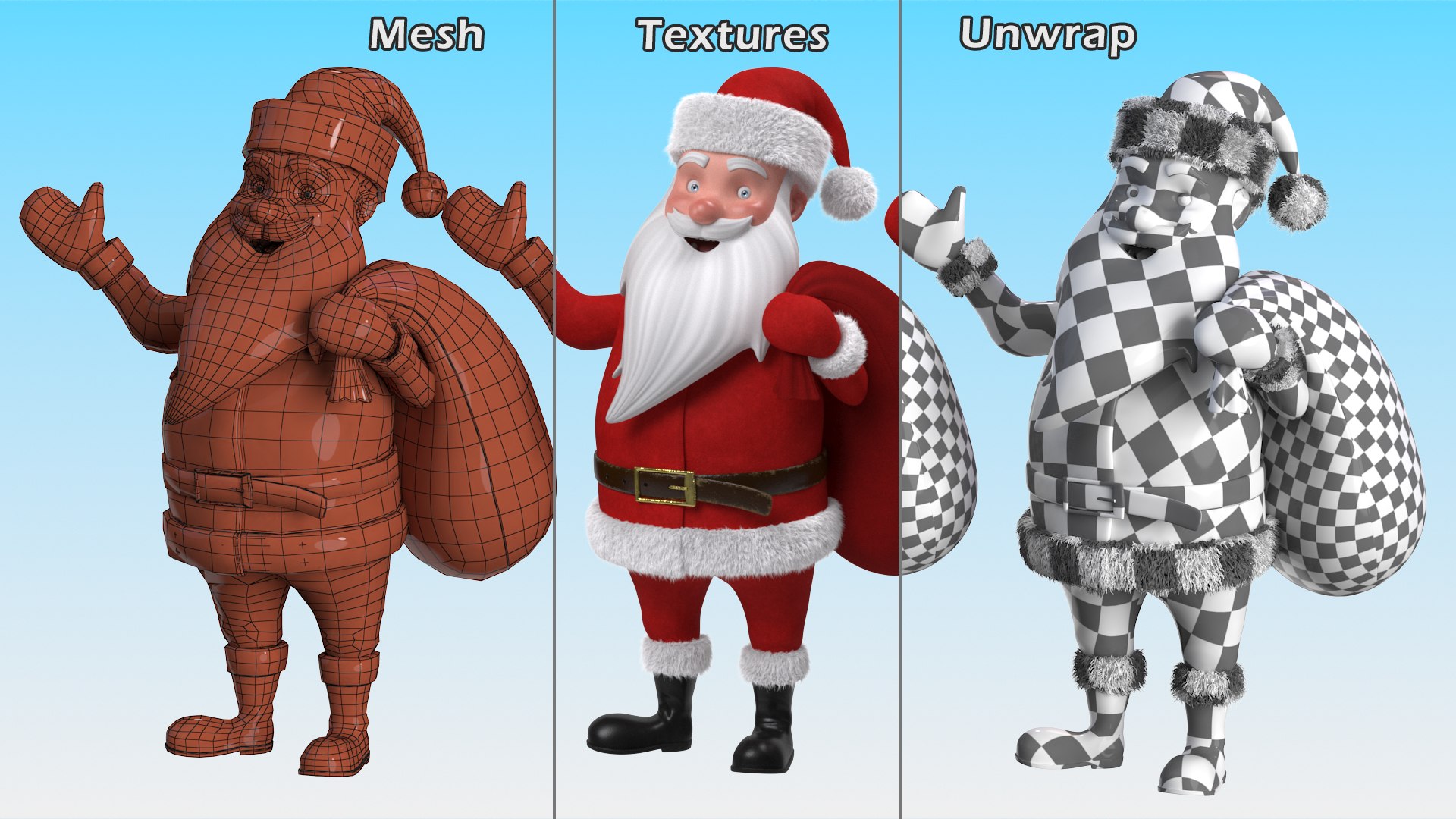 3D Santa Claus Cartoon Character Waving Pose Fur Model - TurboSquid 2168252