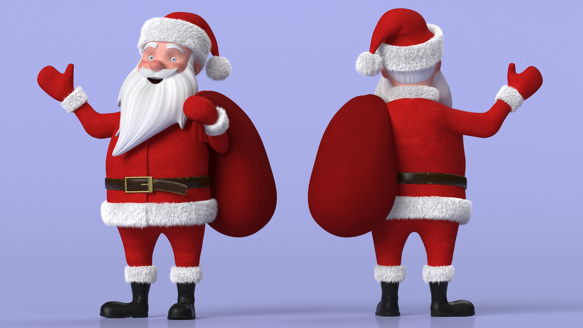 3D Santa Claus Cartoon Character Waving Pose Fur Model - TurboSquid 2168252