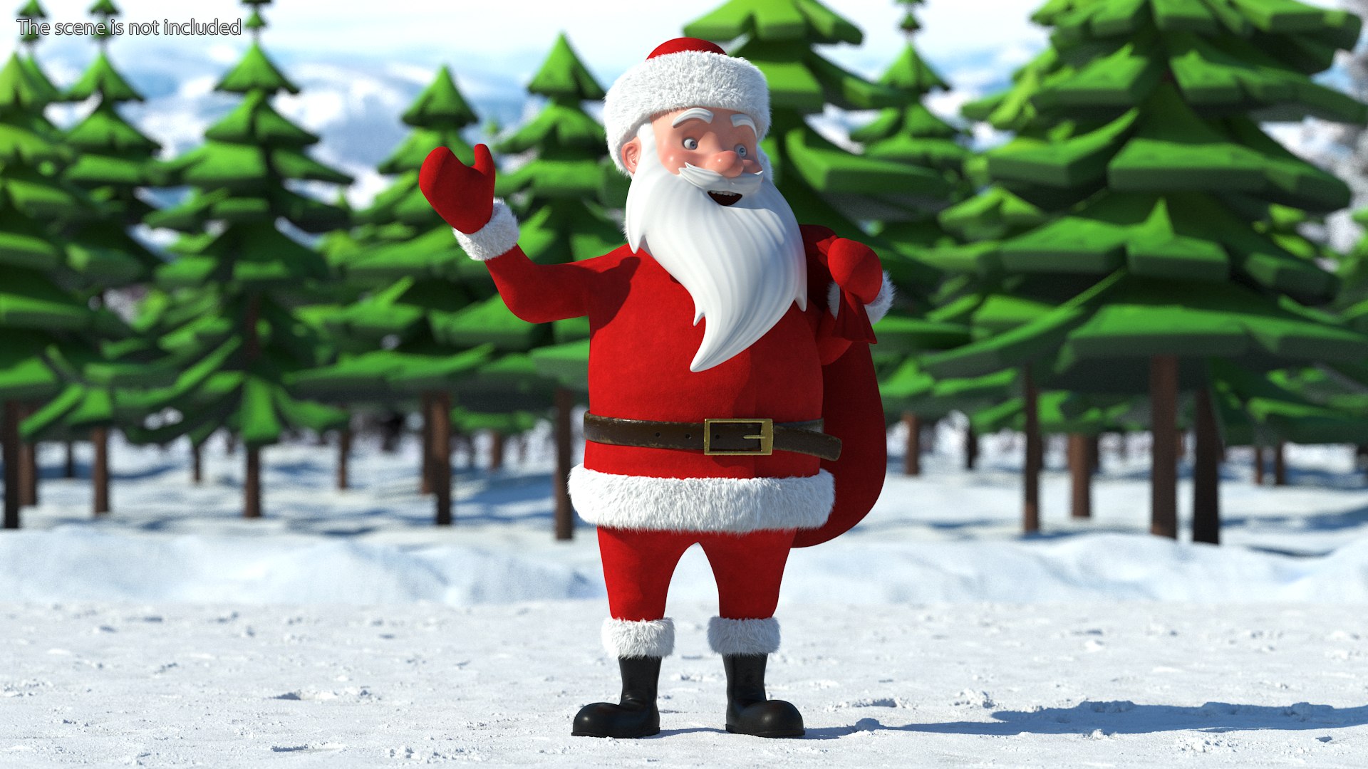 3D Santa Claus Cartoon Character Waving Pose Fur Model - TurboSquid 2168252