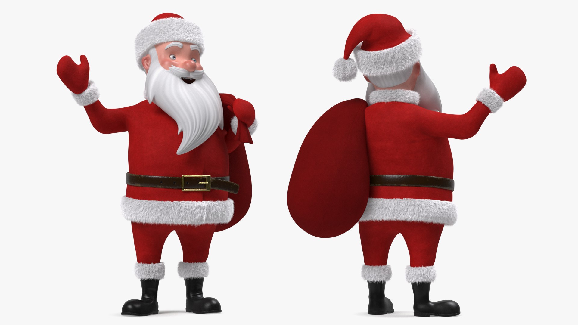 3D Santa Claus Cartoon Character Waving Pose Fur Model - TurboSquid 2168252