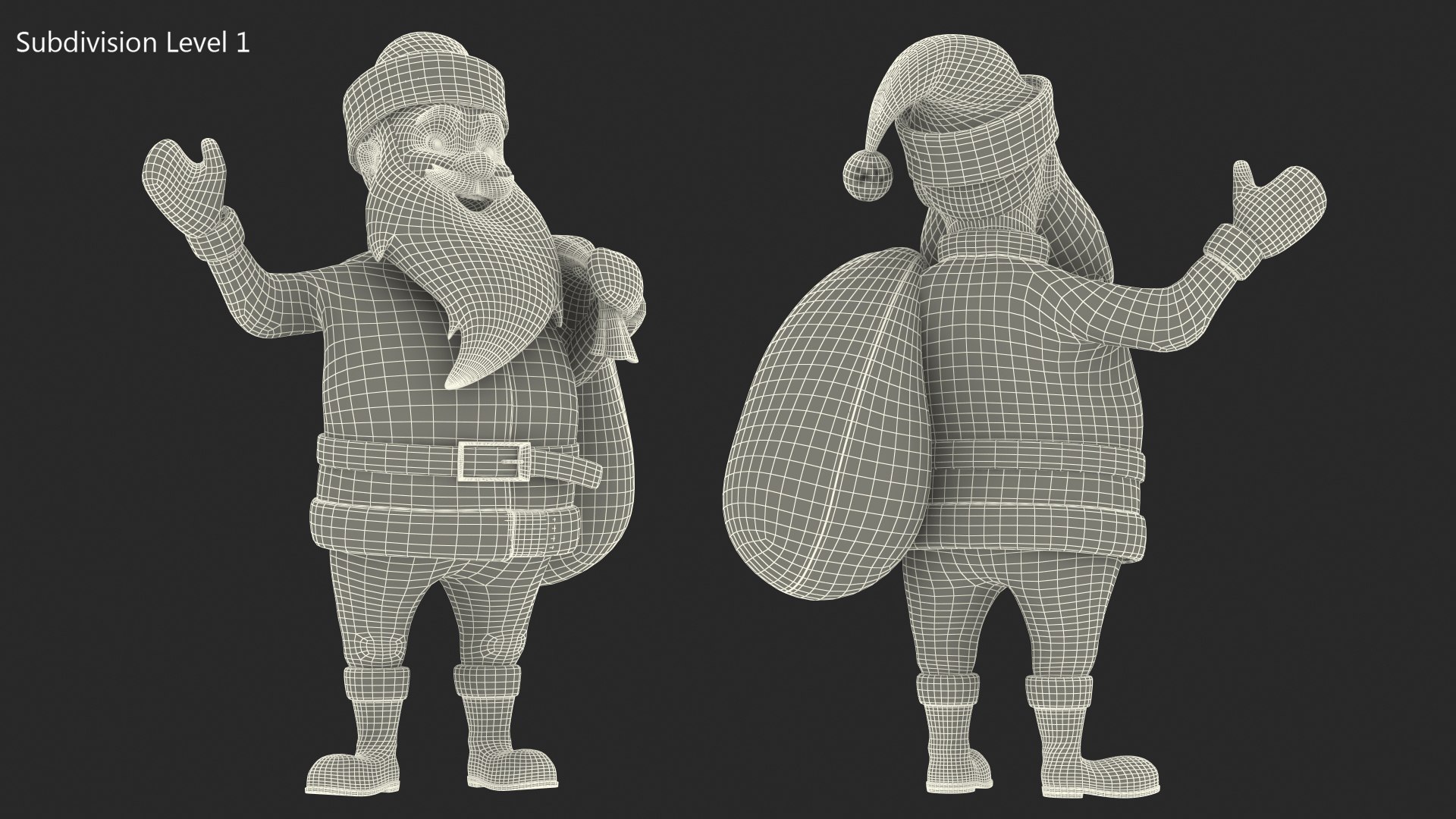 3D Santa Claus Cartoon Character Waving Pose Fur Model - TurboSquid 2168252