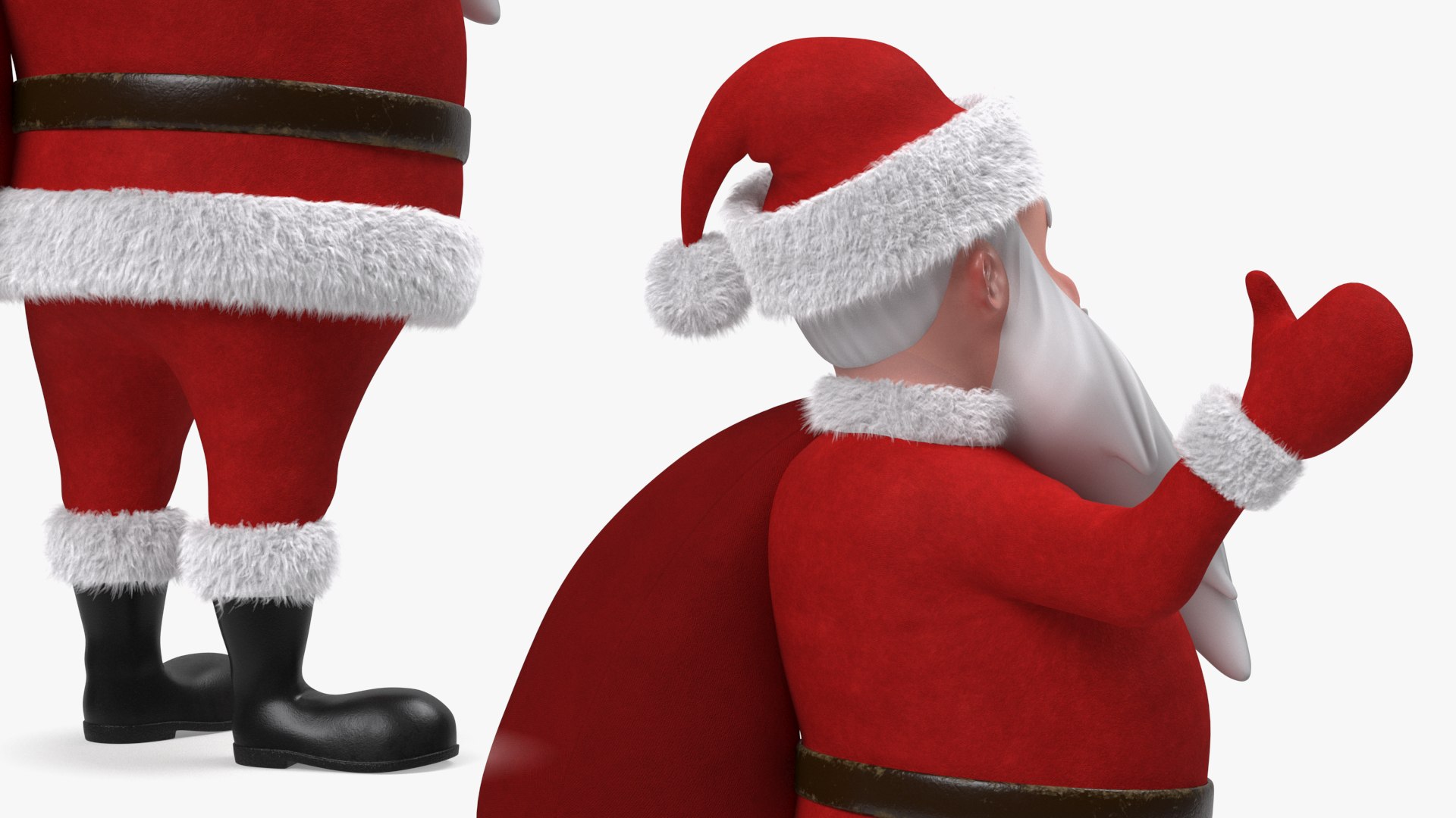 3D Santa Claus Cartoon Character Waving Pose Fur Model - TurboSquid 2168252