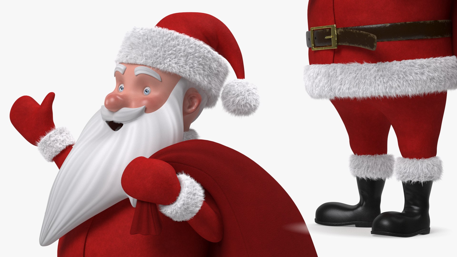 3D Santa Claus Cartoon Character Waving Pose Fur Model - TurboSquid 2168252