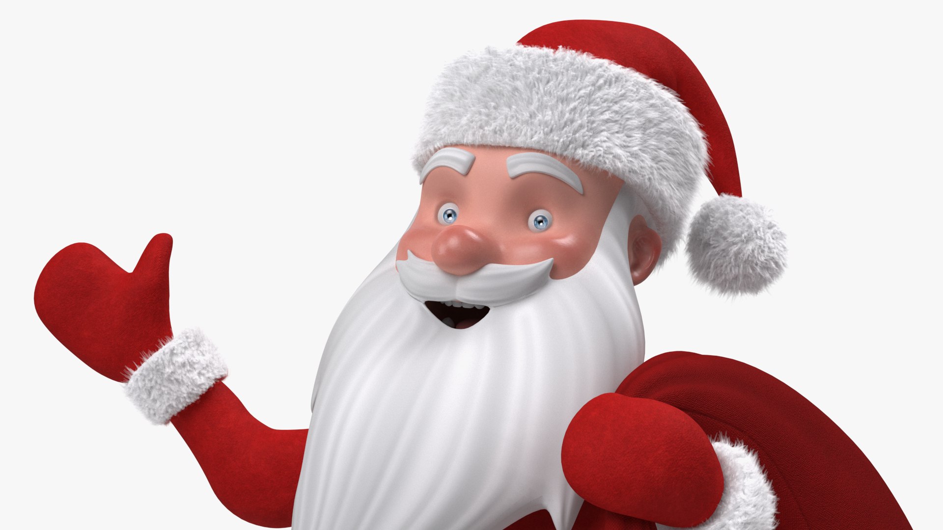 3D Santa Claus Cartoon Character Waving Pose Fur Model - TurboSquid 2168252