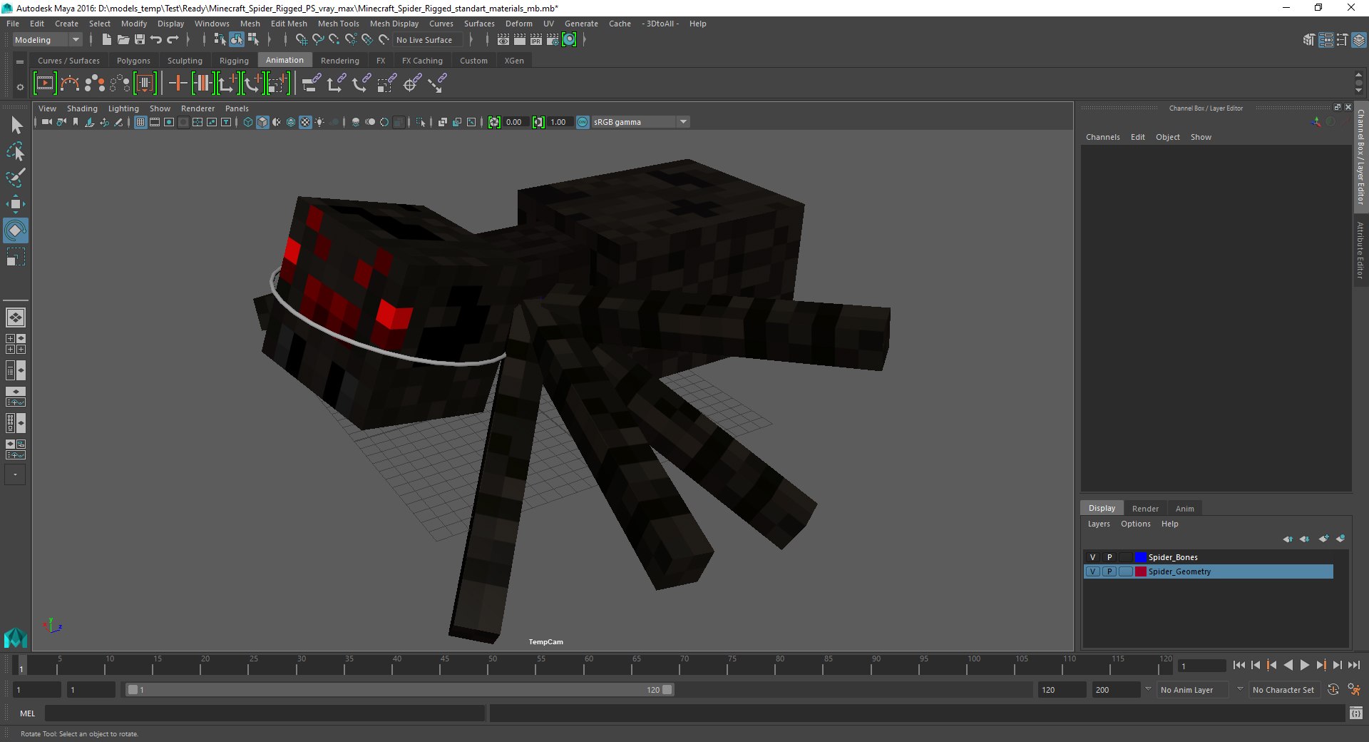 3D Minecraft Spider Rigged - TurboSquid 1503506