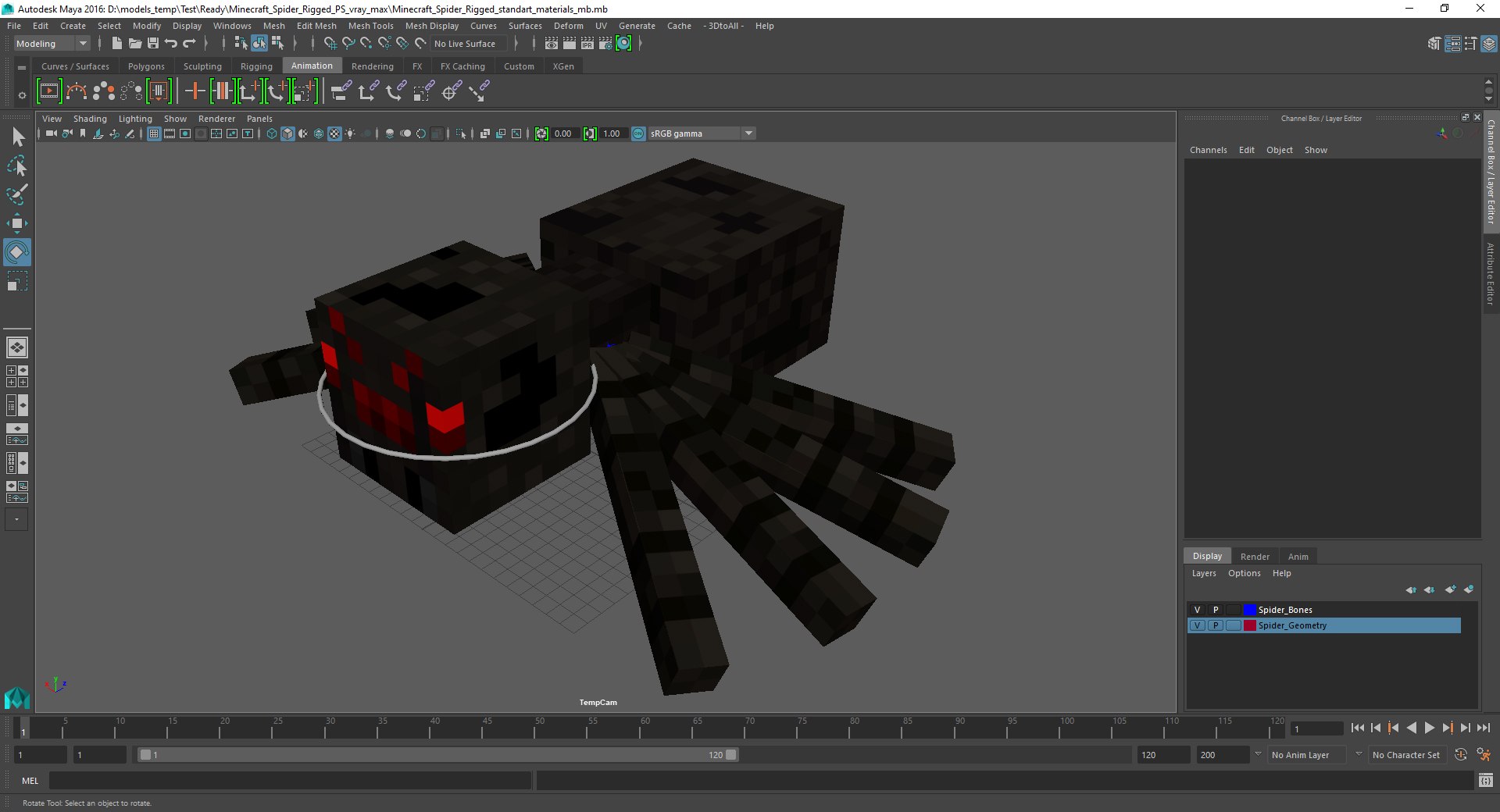 3D Minecraft Spider Rigged - TurboSquid 1503506
