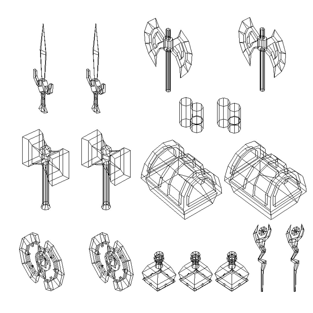 3d Low-poly Rpg Items Sword Axe