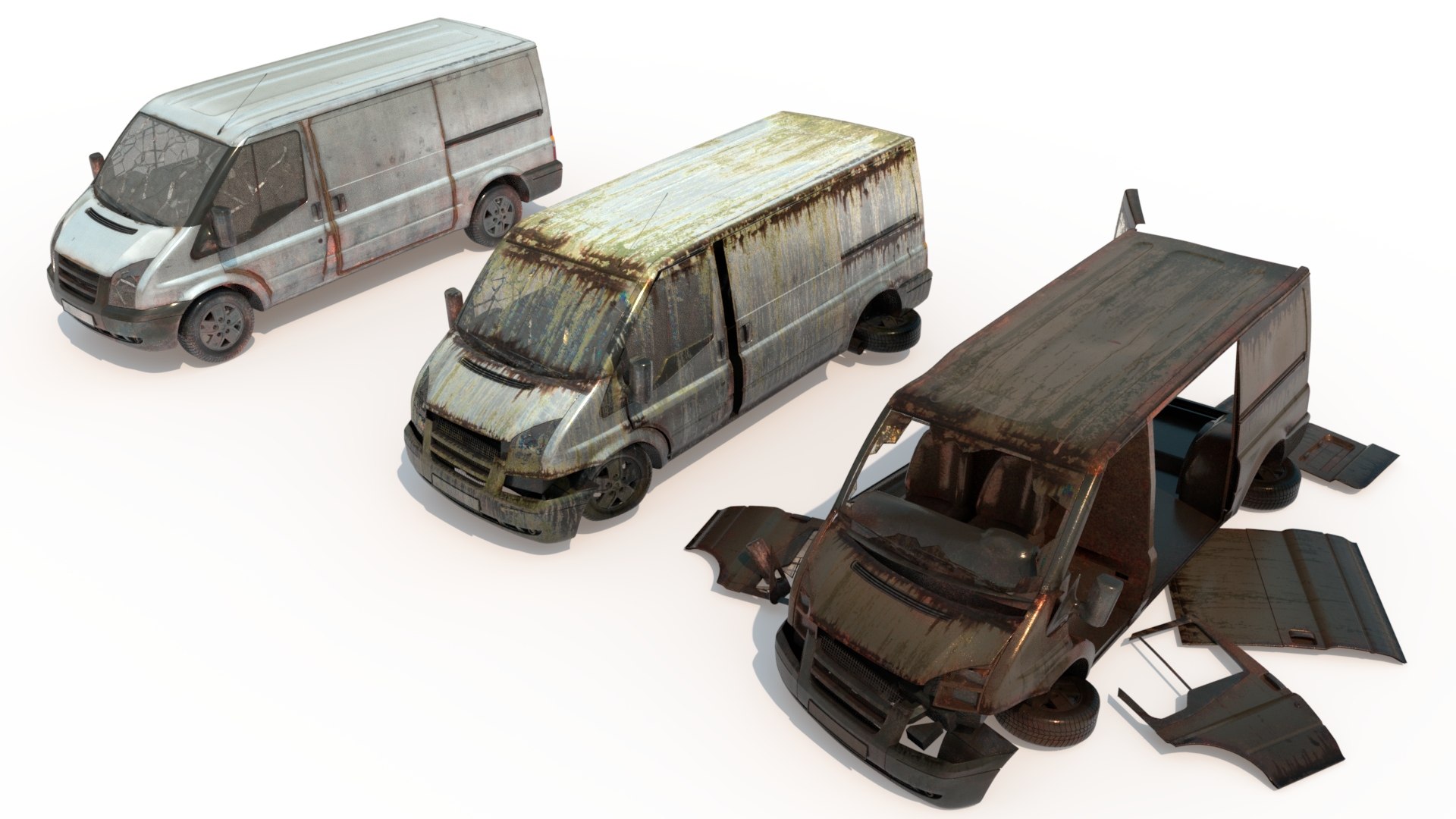 3D Abandoned Cars Destroyed Vehicles Pack A2 Model - TurboSquid 1832921