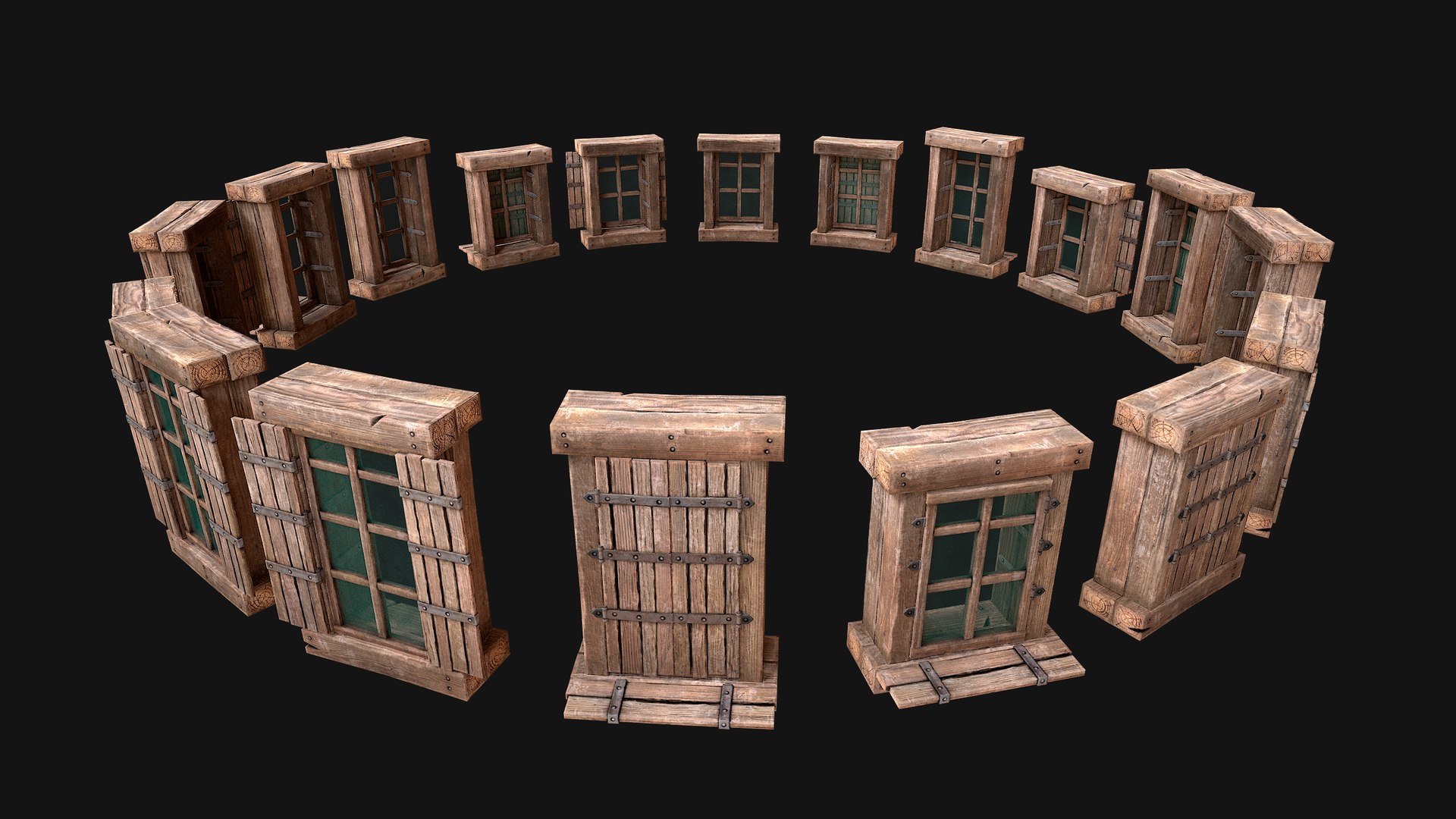 3D Medieval Windows Set Model - TurboSquid 2153252