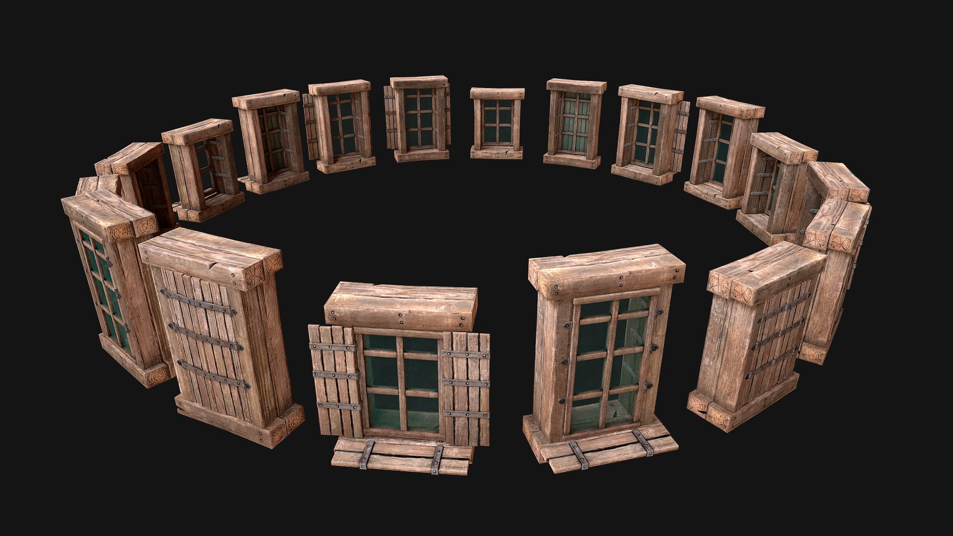 3D Medieval Windows Set Model - TurboSquid 2153252