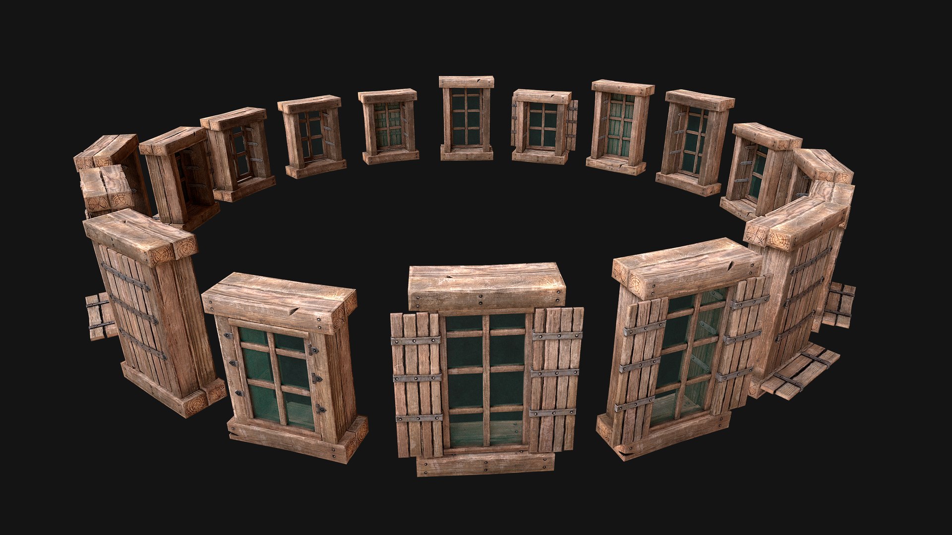 3D Medieval Windows Set Model - TurboSquid 2153252