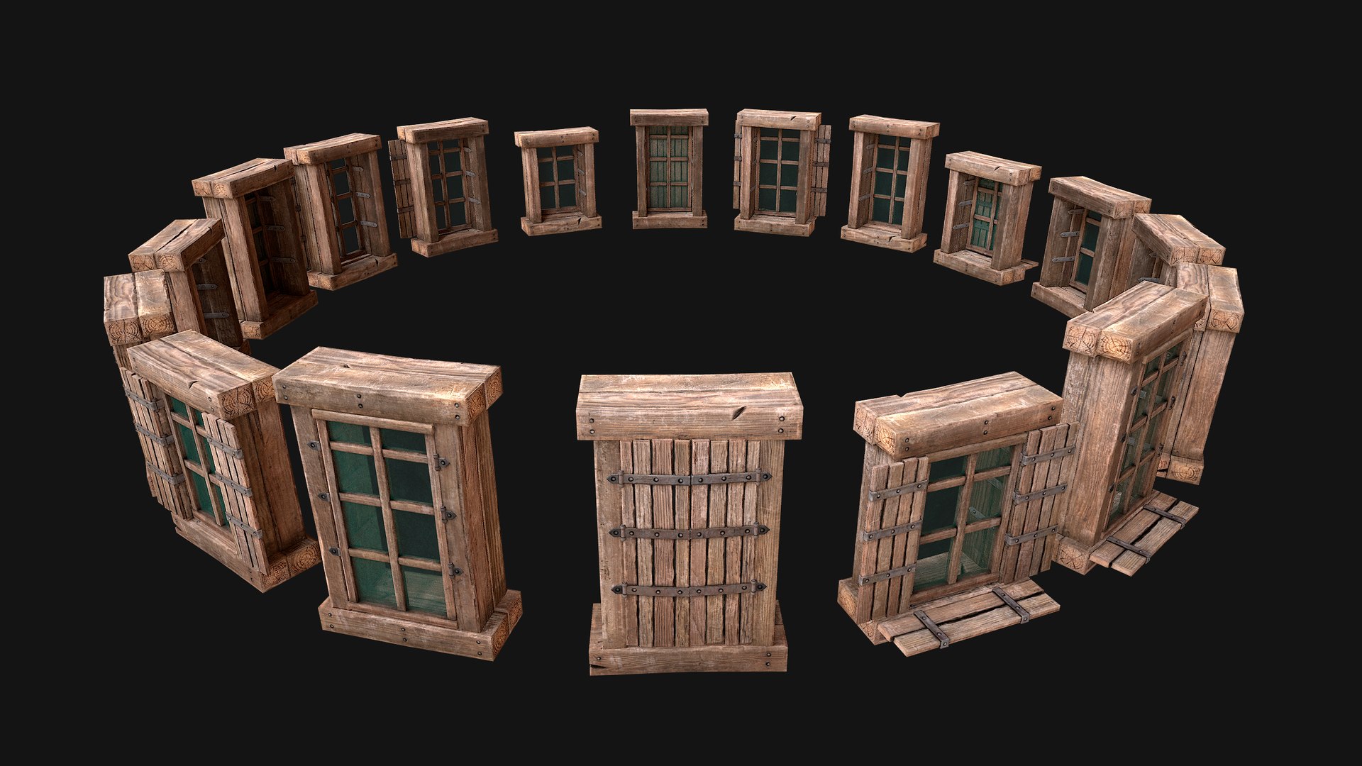 3D Medieval Windows Set Model - TurboSquid 2153252