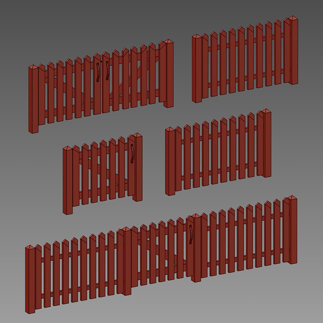 3D Wooden Picket Fence With Wicket And Gate Model - TurboSquid 2148070