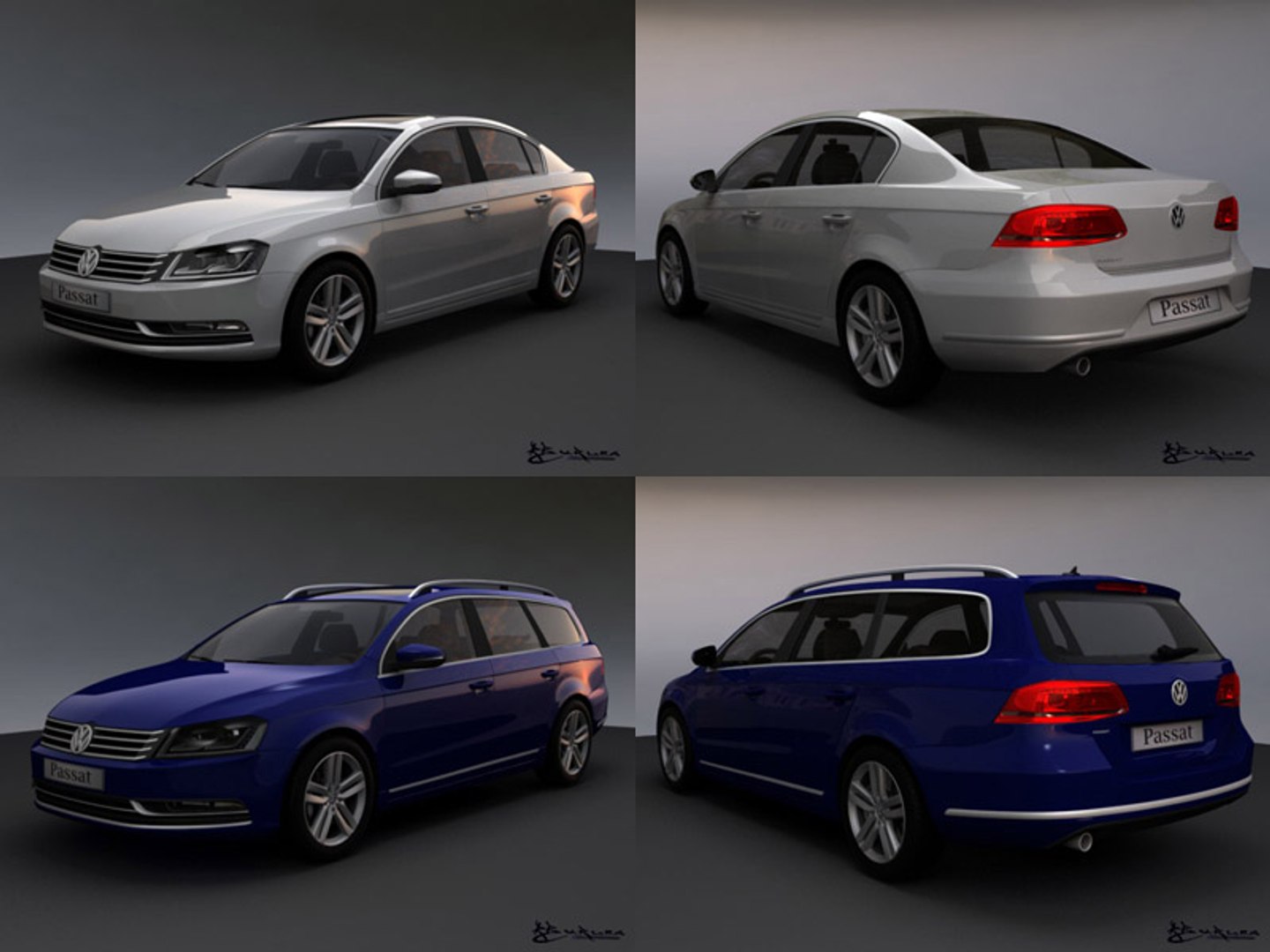 3d volkswagen passat sedan model