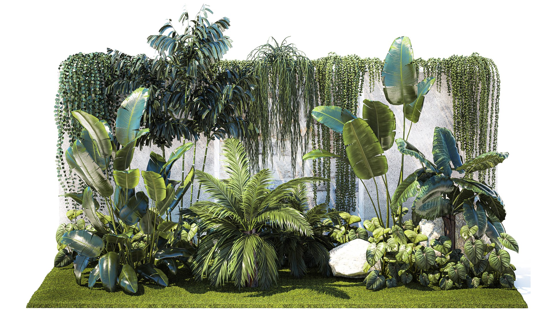 Garden With Exotic Plants Strelitzia Ravenal Palm Model - TurboSquid ...