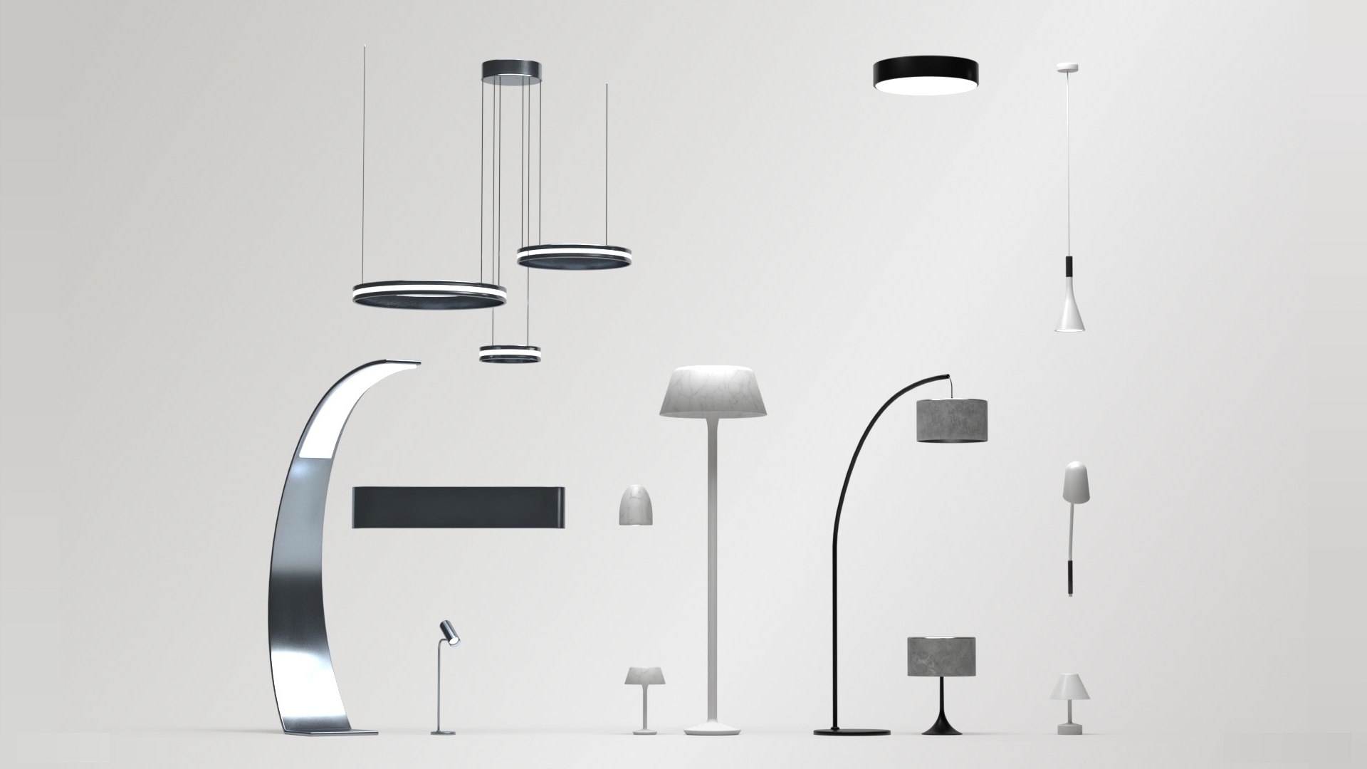 3D Lighting Set - 13 Lamps With Unique Design - TurboSquid 2001475