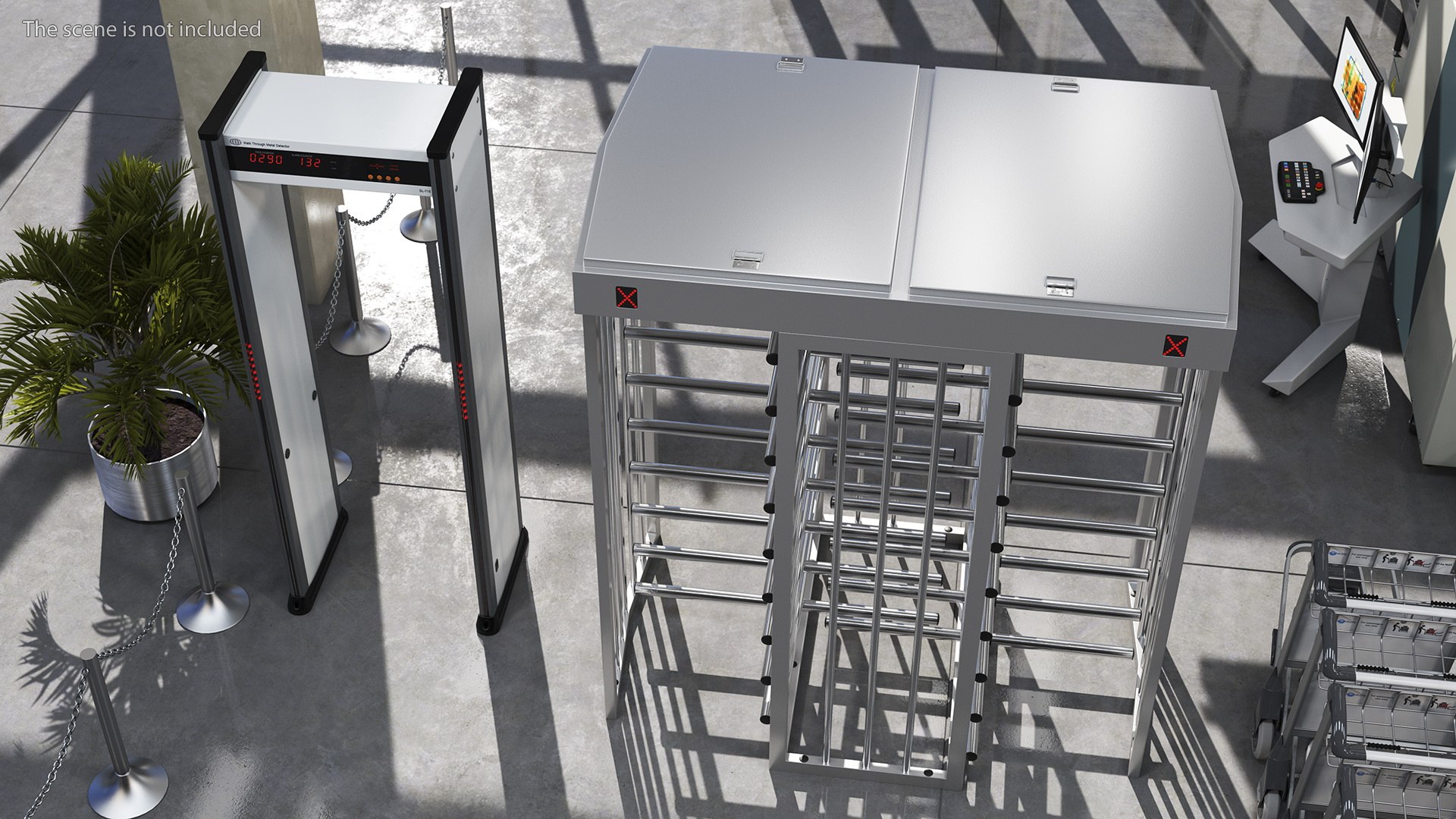 3D Full Height Dual Lane Security Turnstile - TurboSquid 1769919