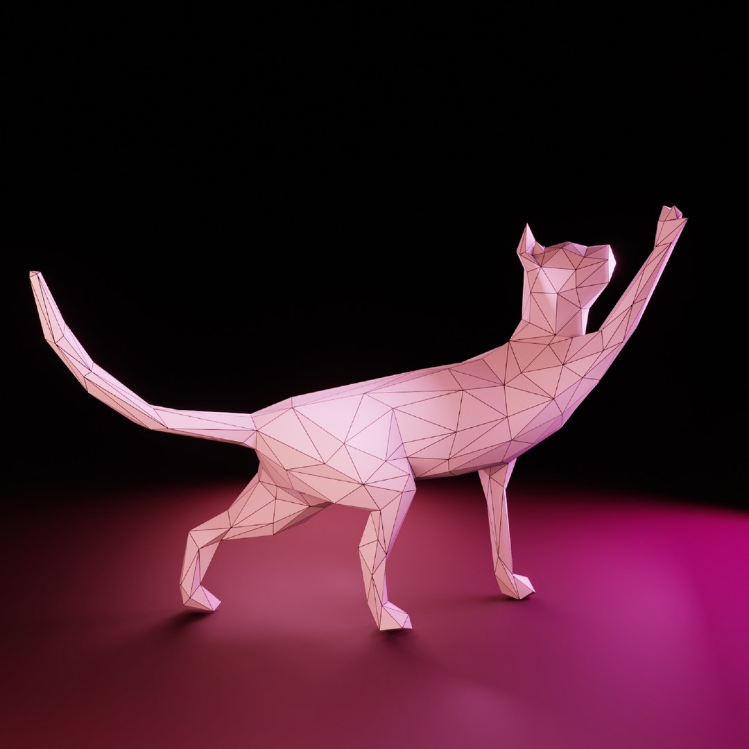 3D Cat Greets Low Poly - TurboSquid 1936883