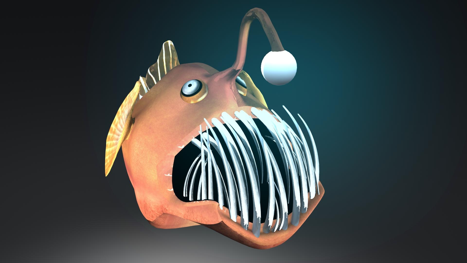 3d scary angler fish