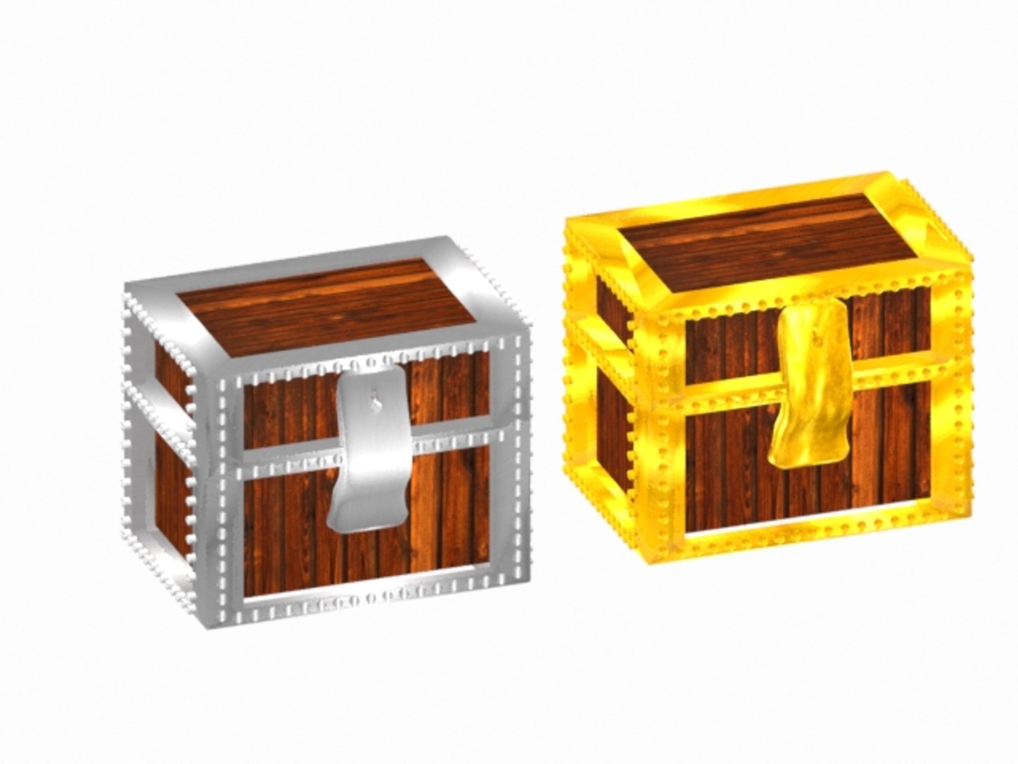 3d Model Of Gold Silver Chest