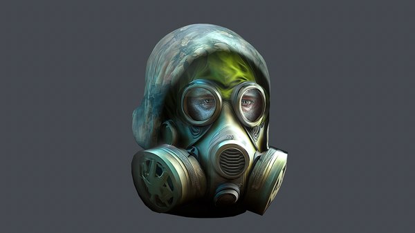 3D модель Gas mask helmet 3d model military combat fantasy cyborg space ...