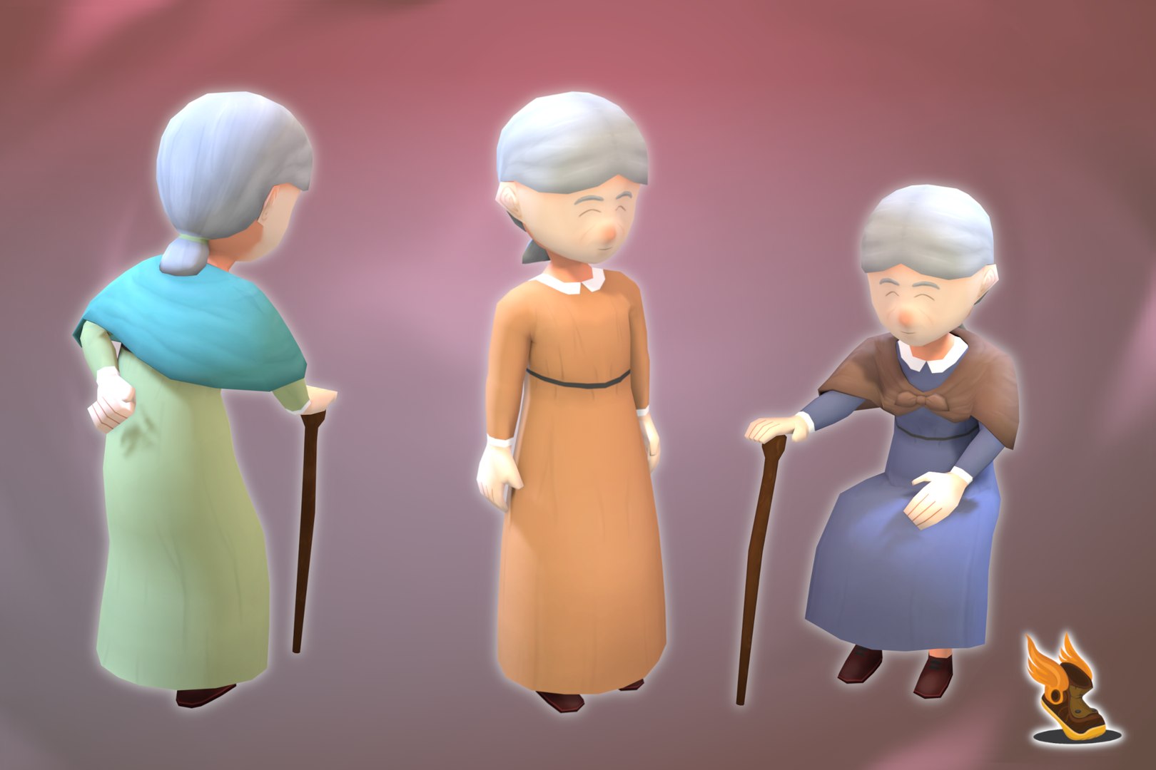 Stylized NPC - Peasant Elder Grenda 3D - TurboSquid 2097659