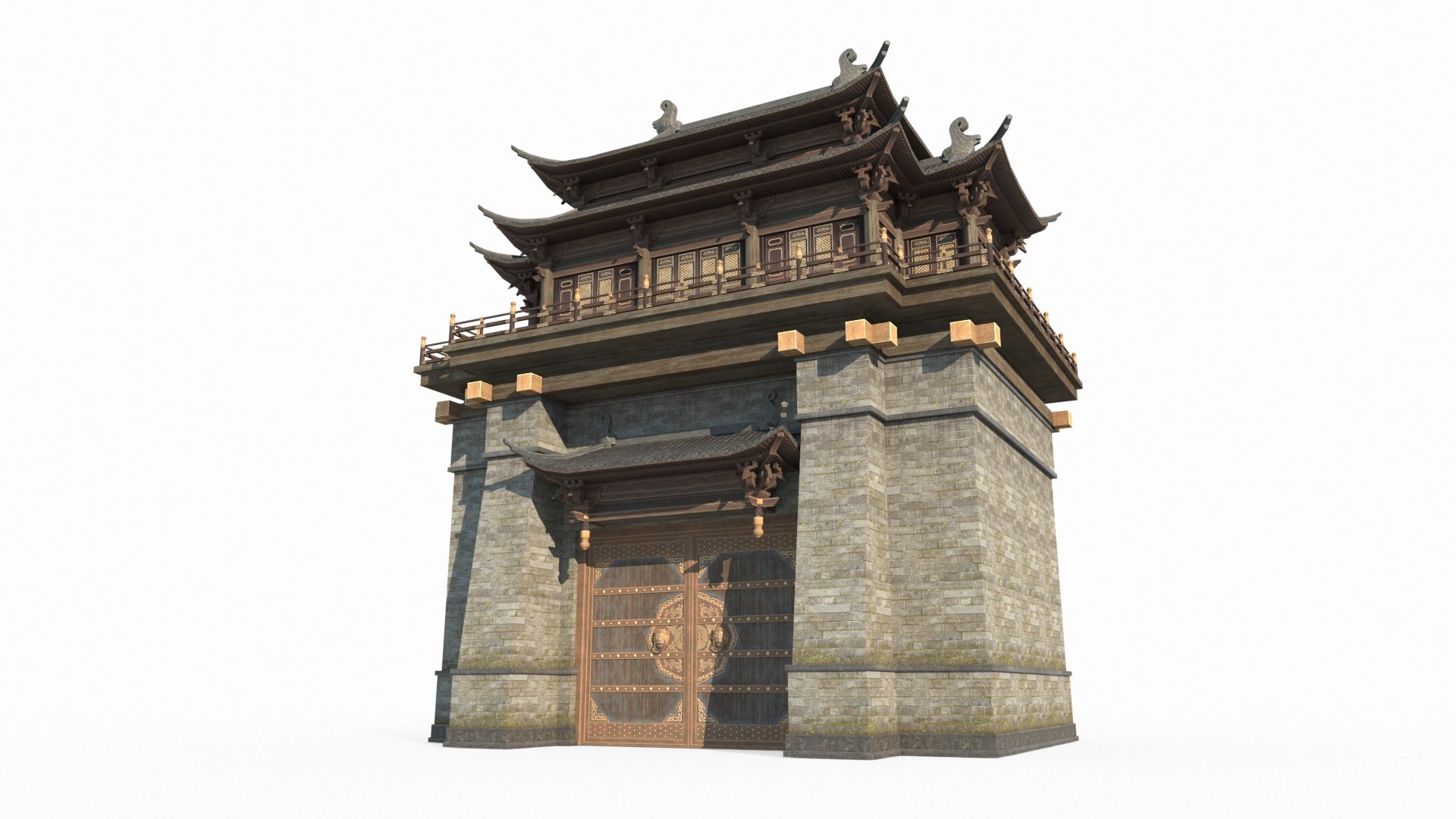 3D Ancient Asian Architecture City Gate Model - TurboSquid 2050871