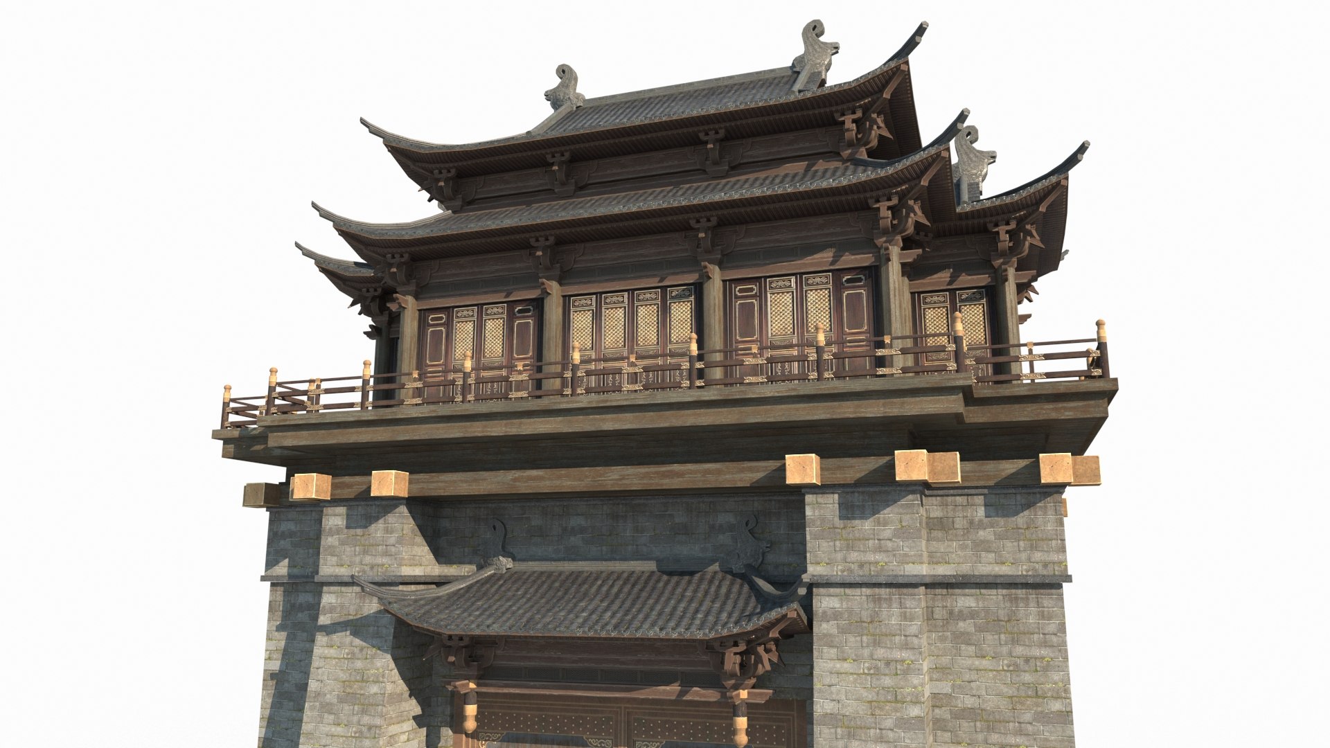 3D Ancient Asian Architecture City Gate Model - TurboSquid 2050871