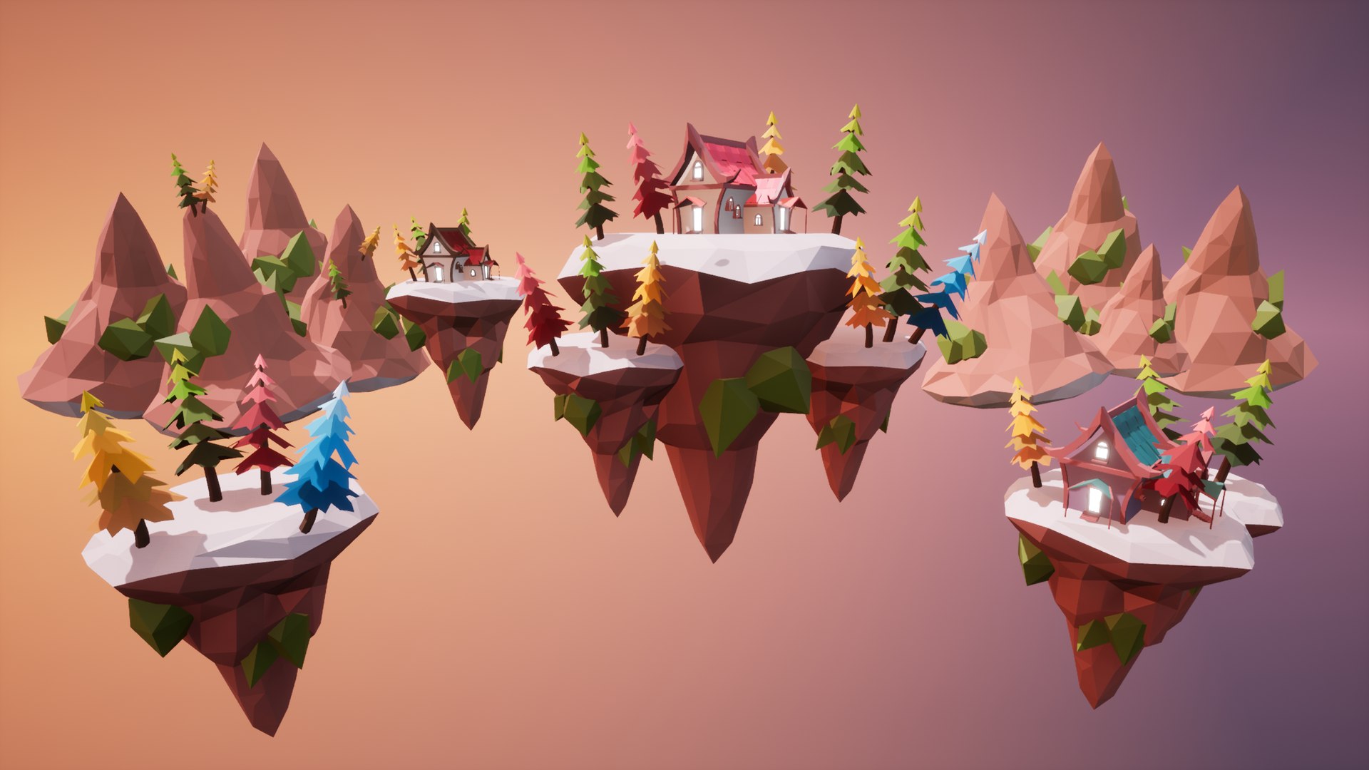 3D Unreal Floating Islands Model - TurboSquid 1434445