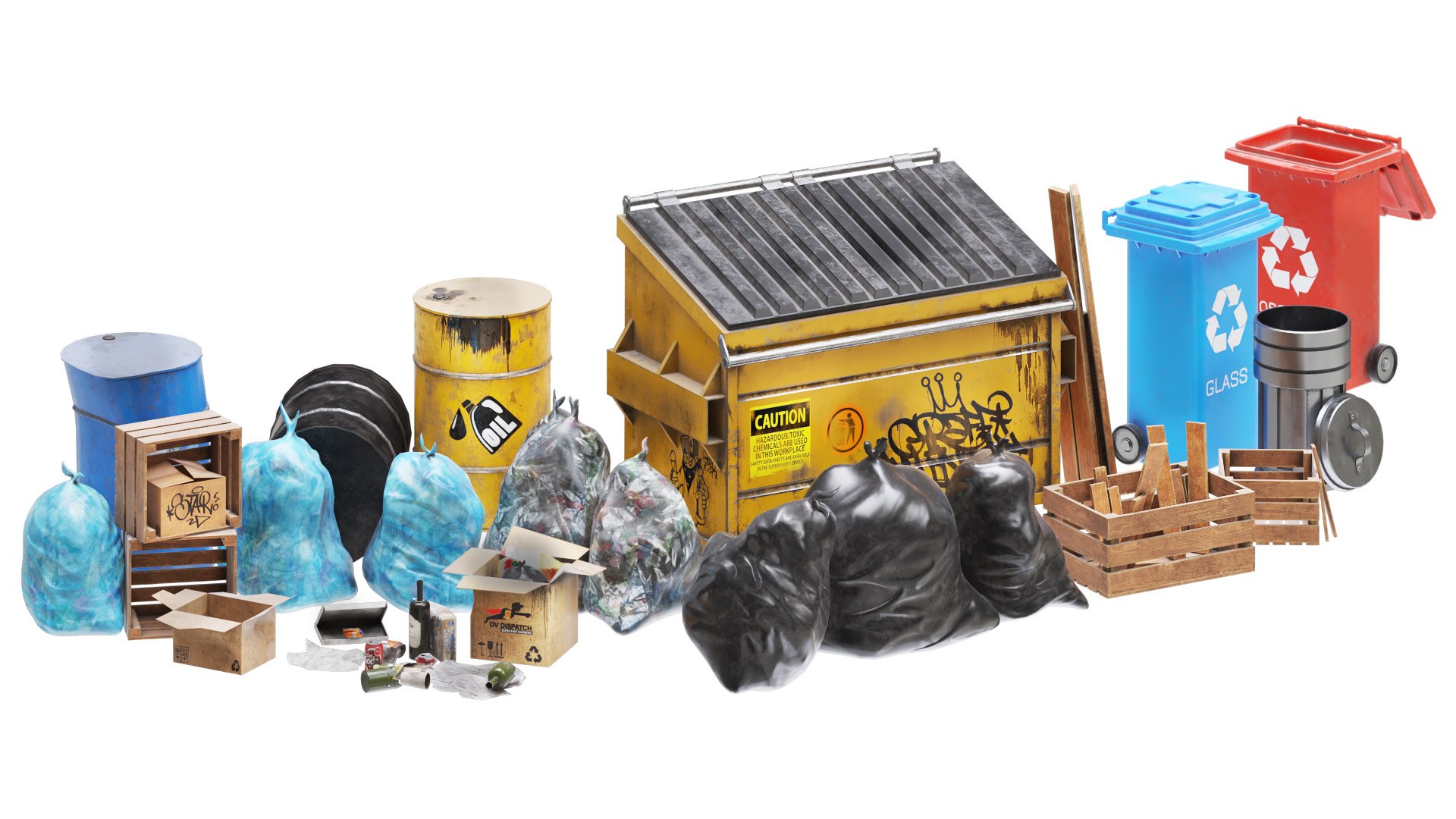 Garbage collection Low Poly PBR 3D model - TurboSquid 1855775