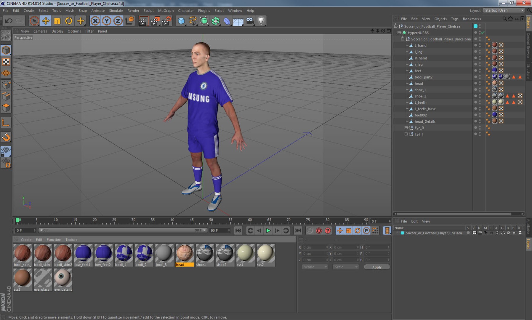 3D soccer football player chelsea - TurboSquid 1304946