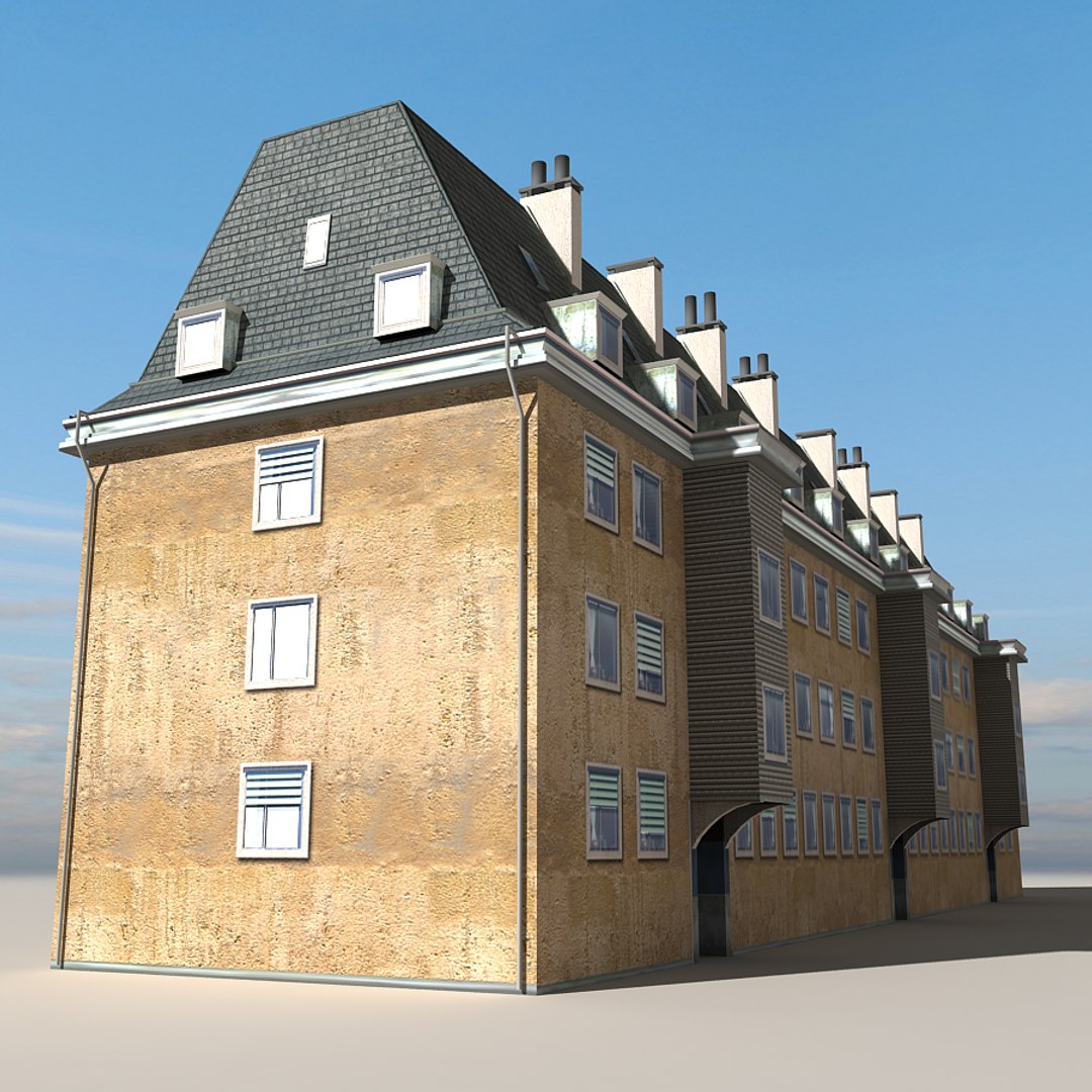city block building houses 3d model