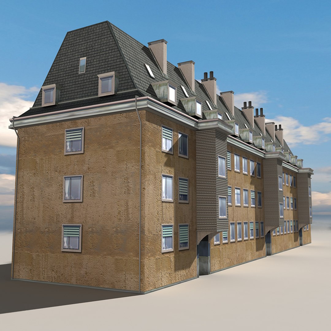 city block building houses 3d model