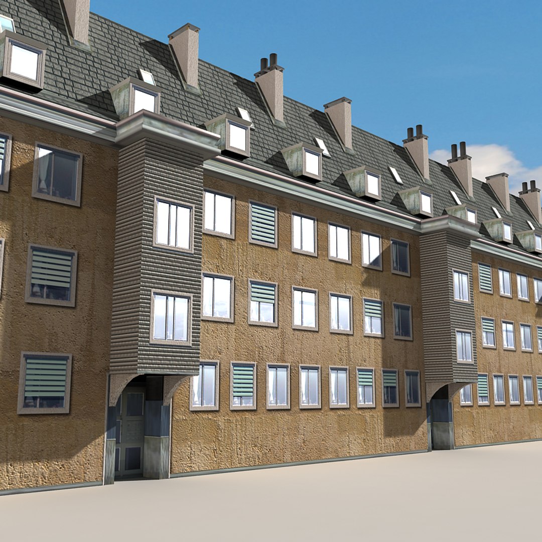 city block building houses 3d model
