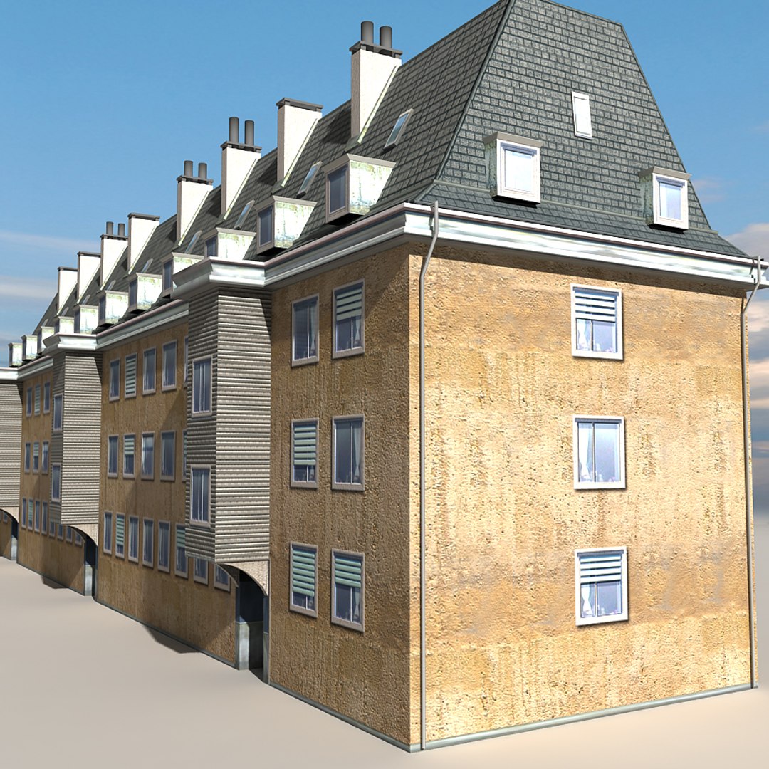 city block building houses 3d model