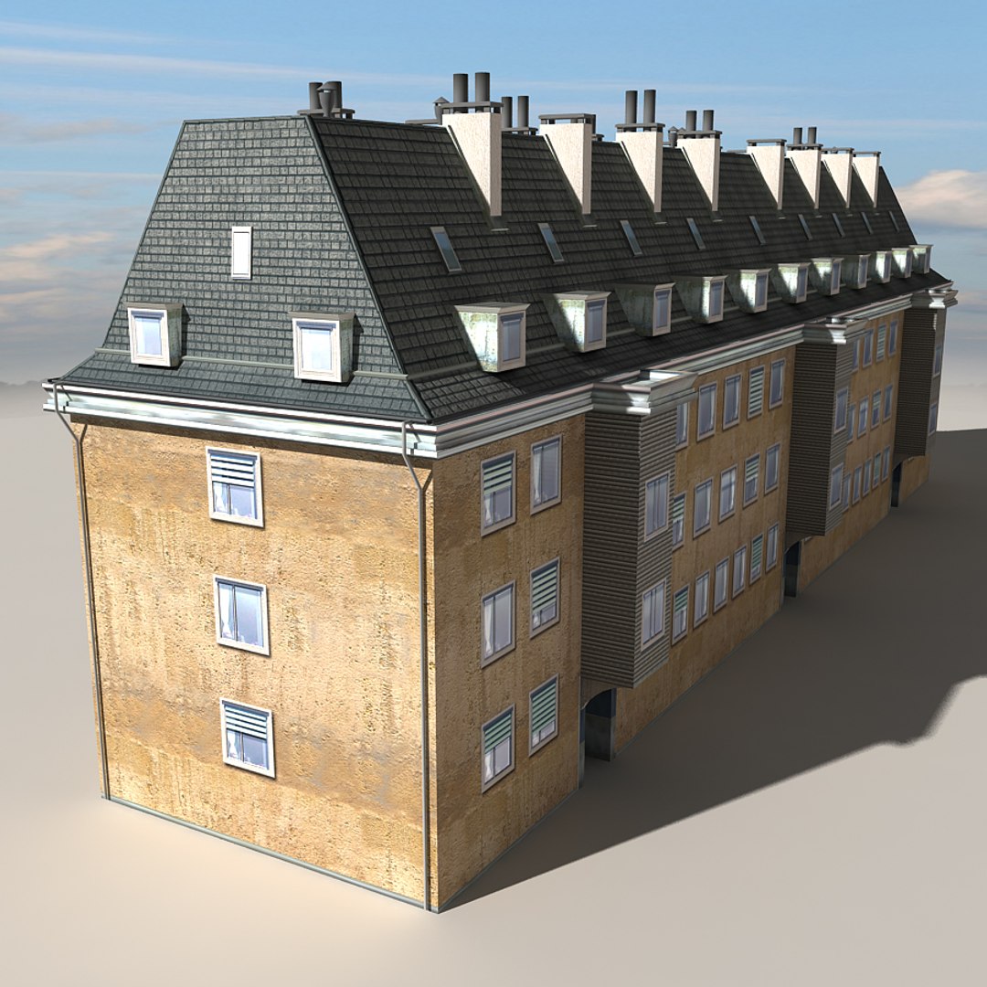 city block building houses 3d model