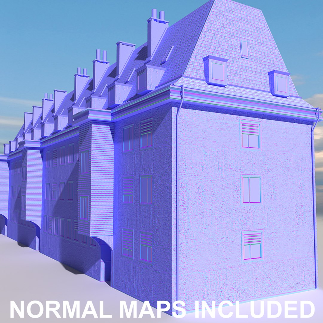 city block building houses 3d model