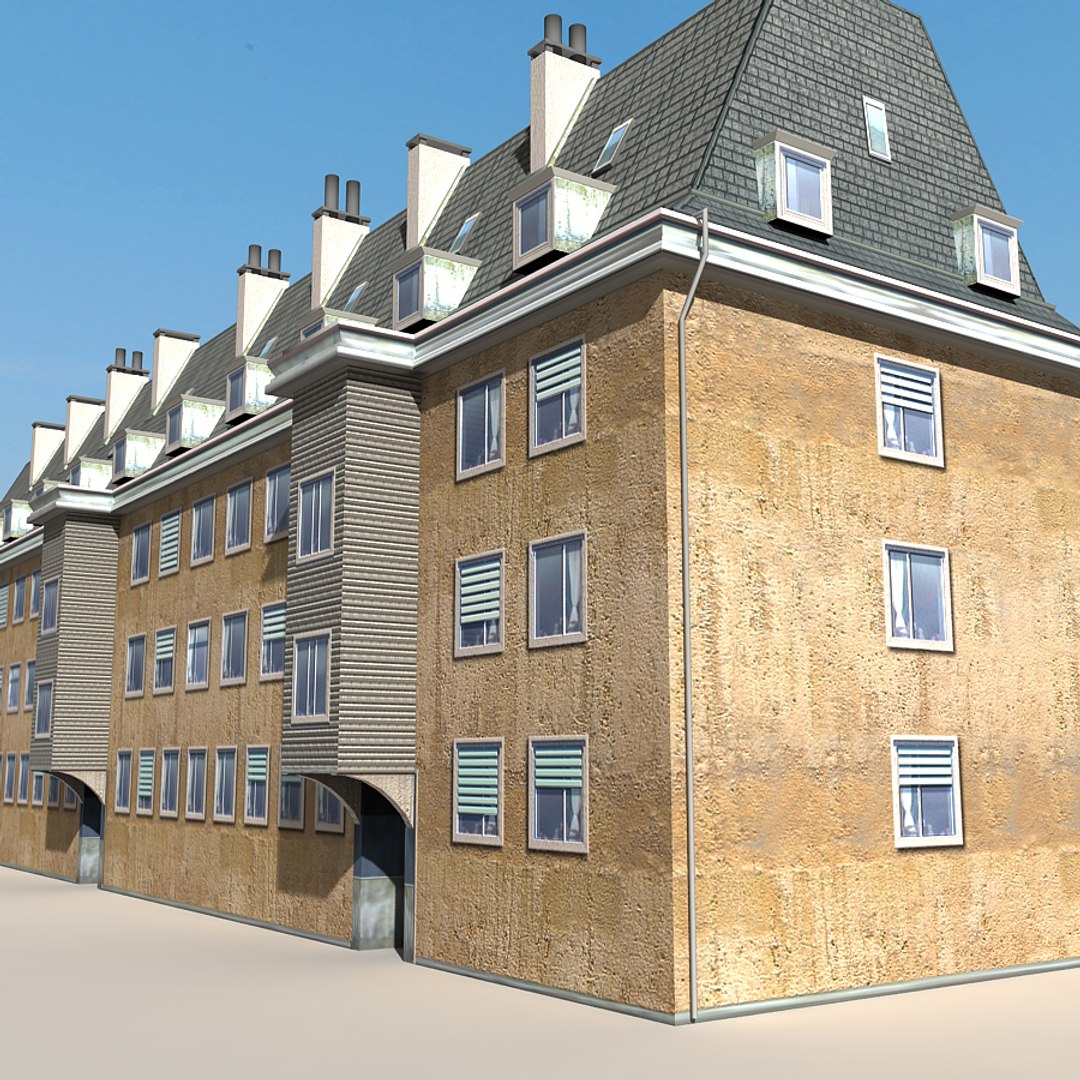 city block building houses 3d model