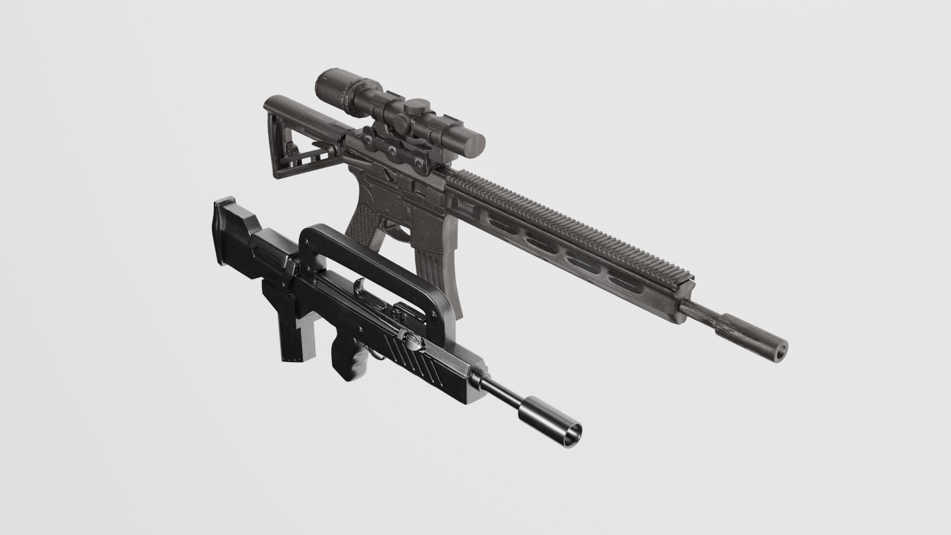 3D Two Rifle Carbine And Famas - TurboSquid 2050625