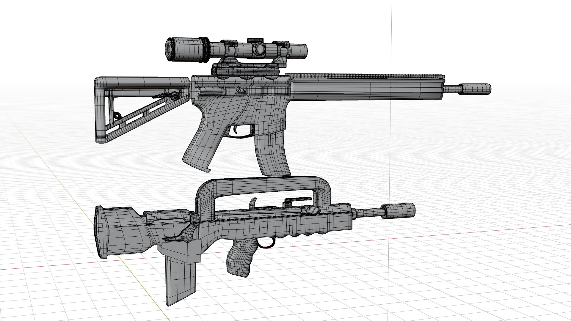 3D Two Rifle Carbine And Famas - TurboSquid 2050625