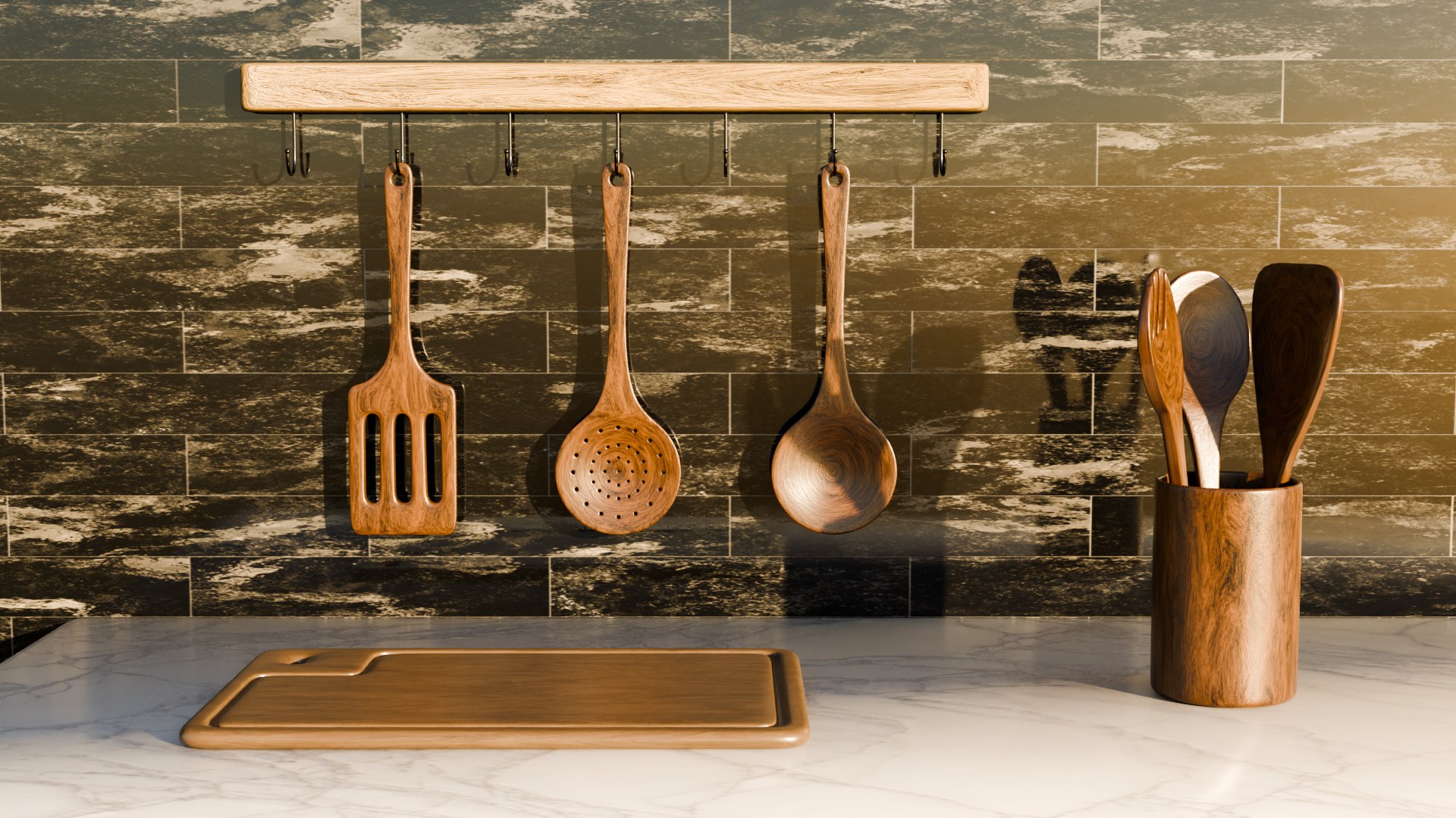 Free Kitchen Wooden Utensils 3D Model 3D Model - TurboSquid 2383341