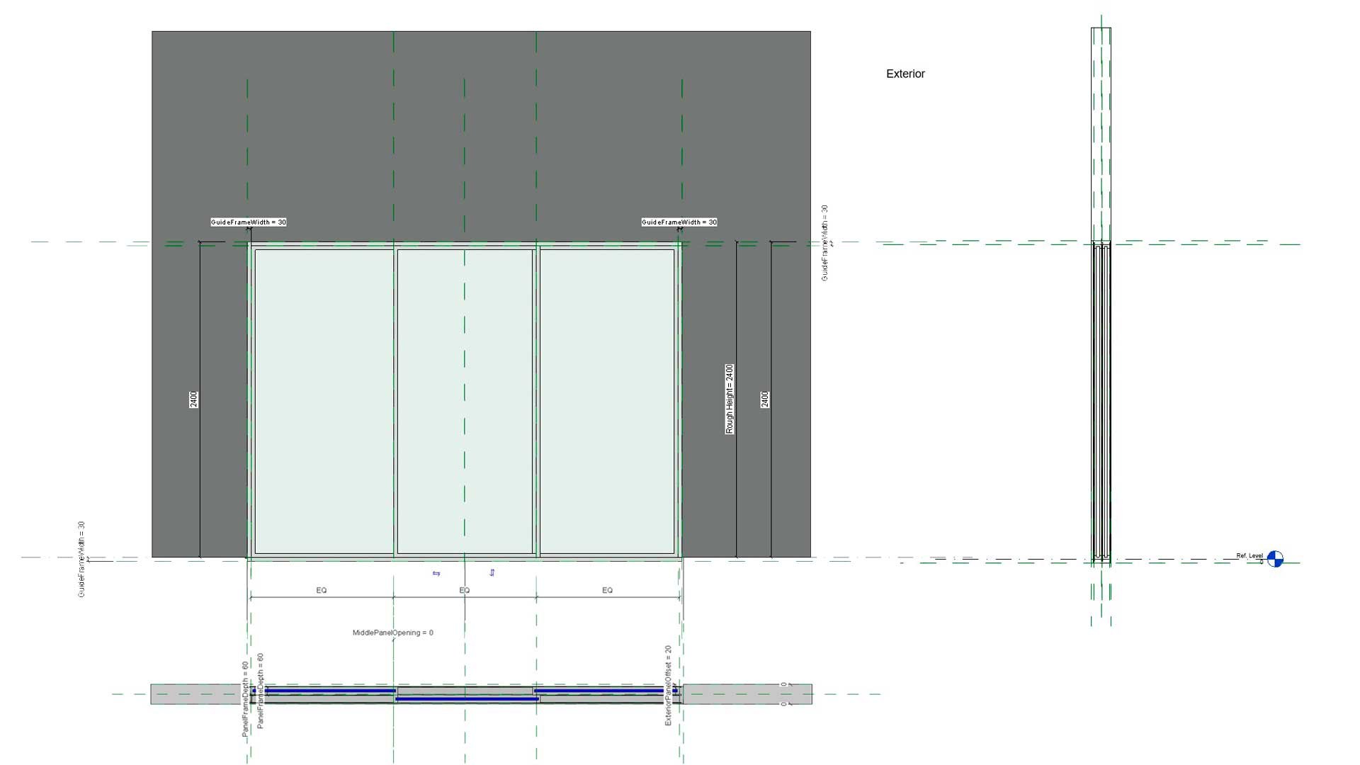3D 3 Panel Middle Sliding Balcony Door Model - TurboSquid 2007273