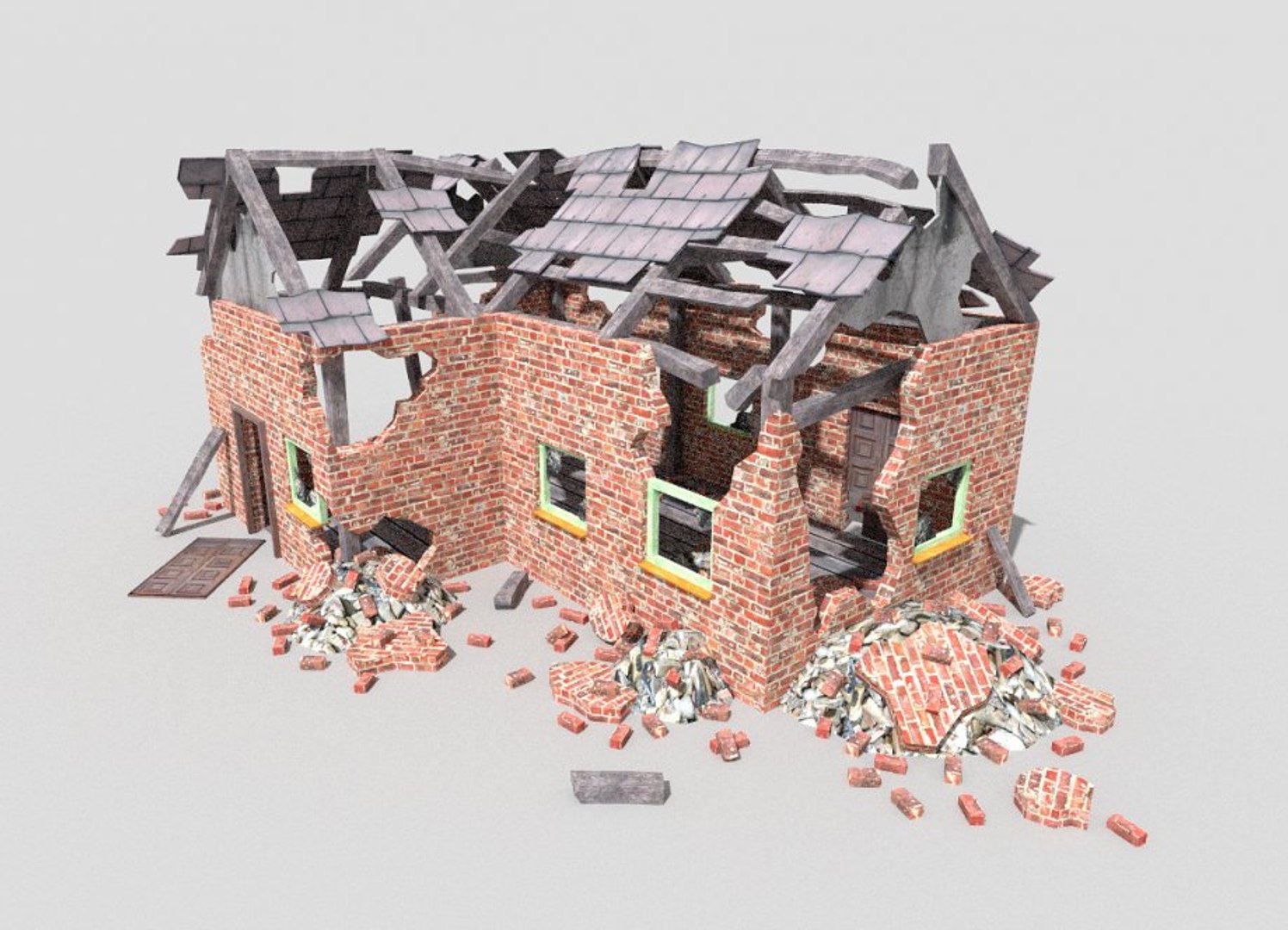 3d Model Destroyed Building