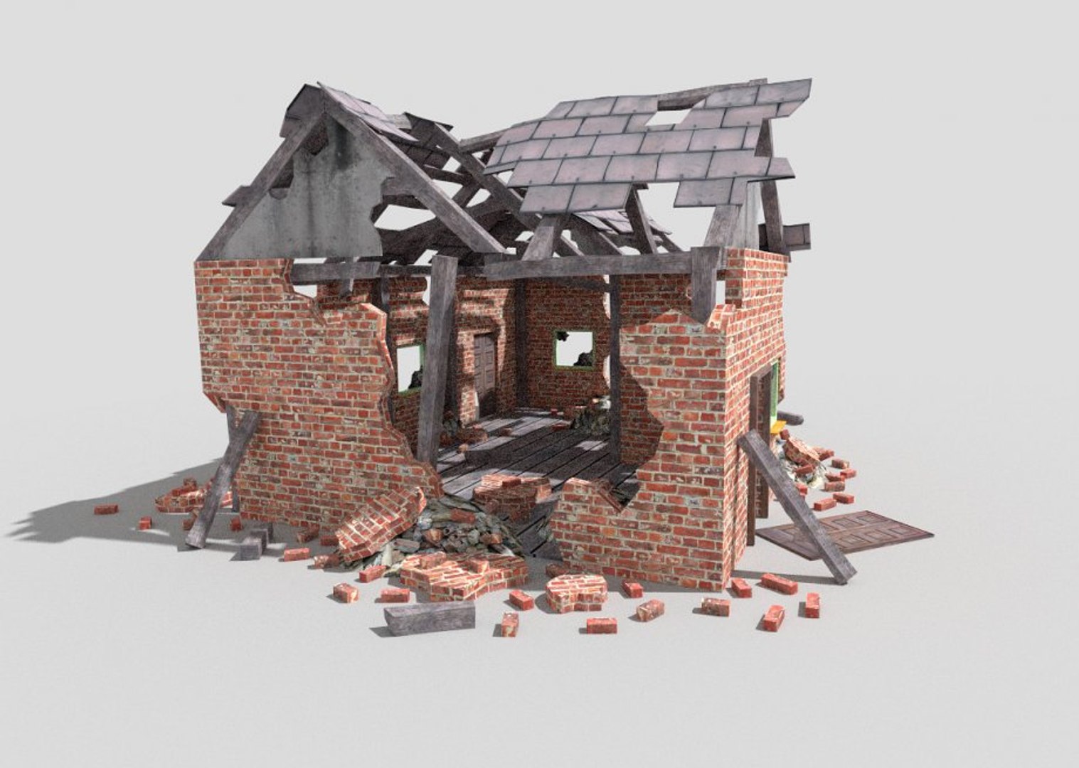 3d Model Destroyed Building