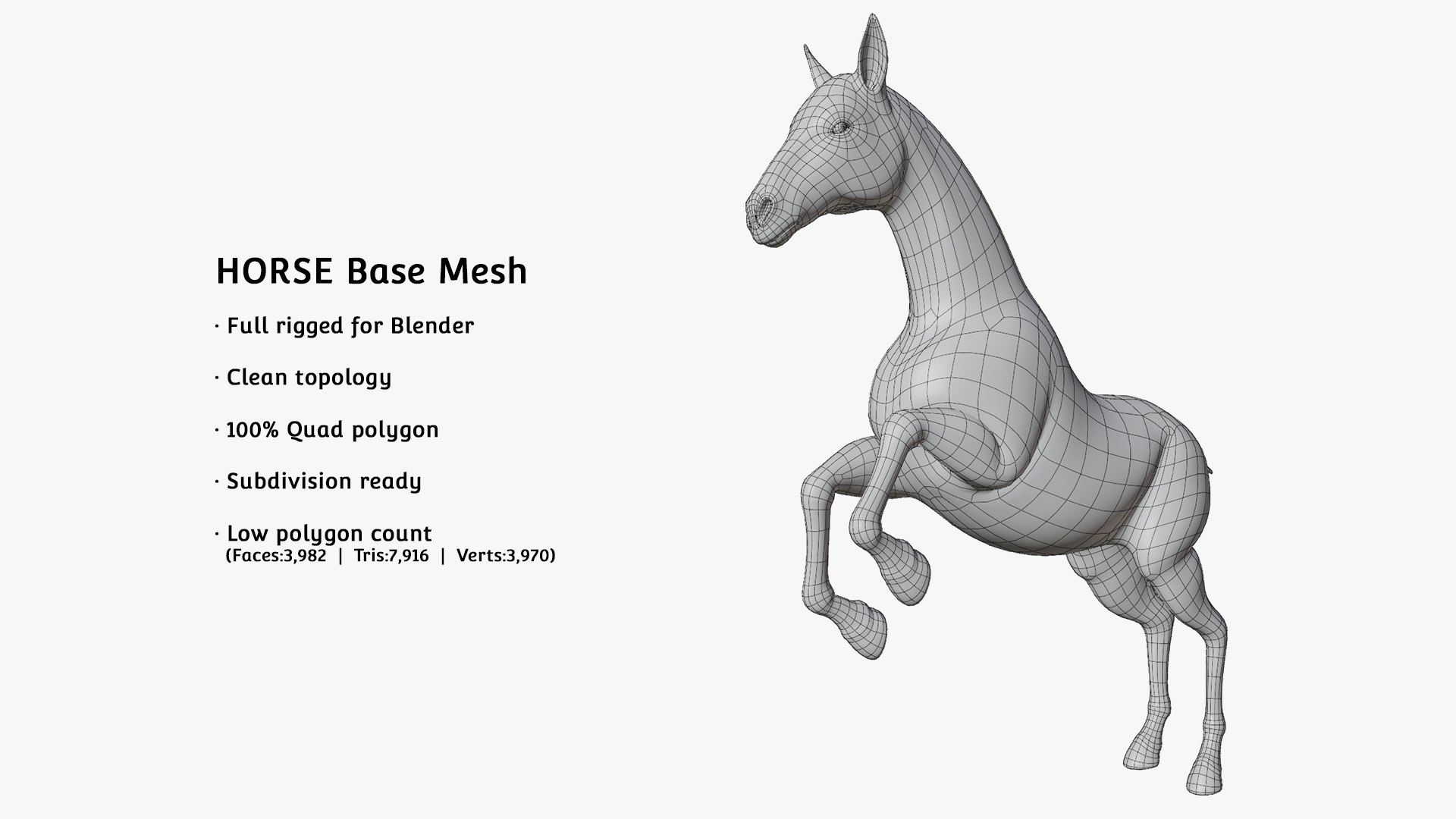 Rigged Horse Base Mesh 3D Model - TurboSquid 1572478