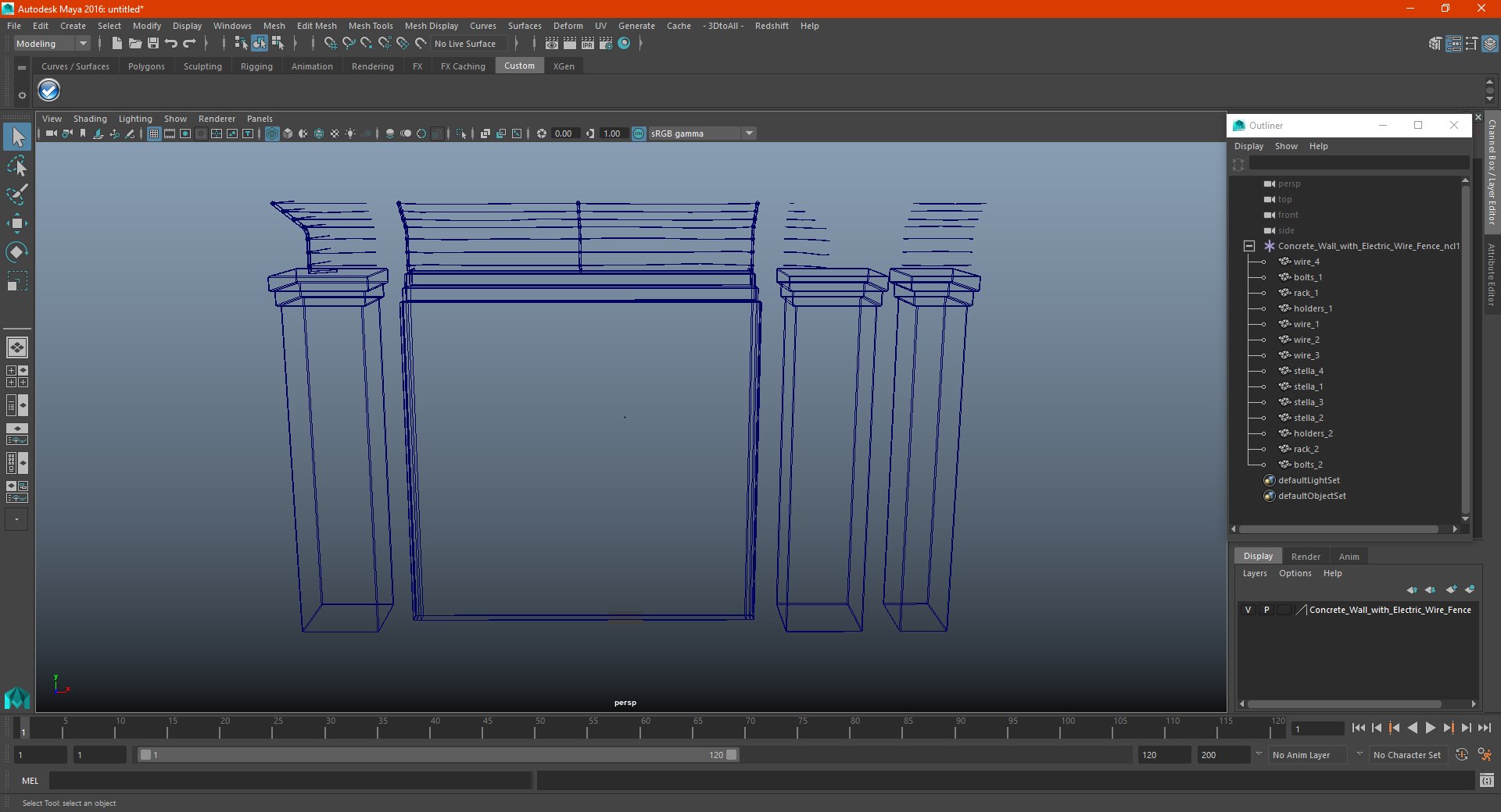 3D concrete wall electric wire fence model - TurboSquid 1546105